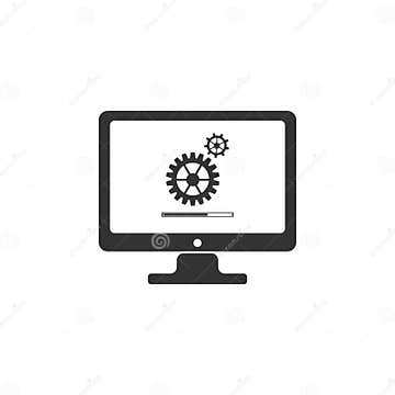 Monitor Update Process with Gearbox Progress and Loading Bar Icon Isolated. Computer Display ...