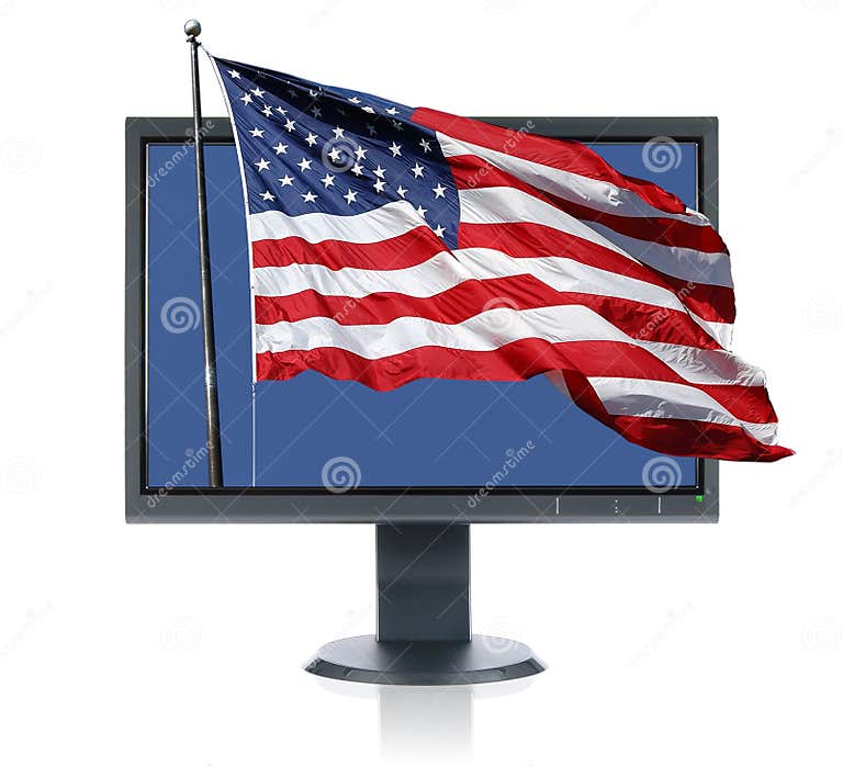 Monitor and USA flag stock photo. Image of america, patriotic - 2959492