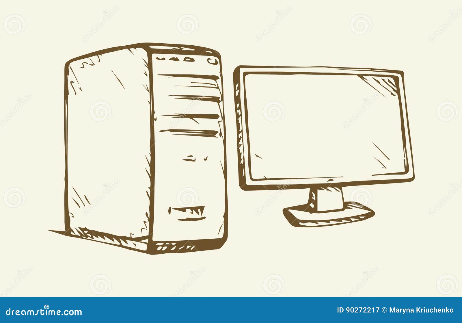 Monitor Vector tekening vector illustratie. Illustration of digitaal ...