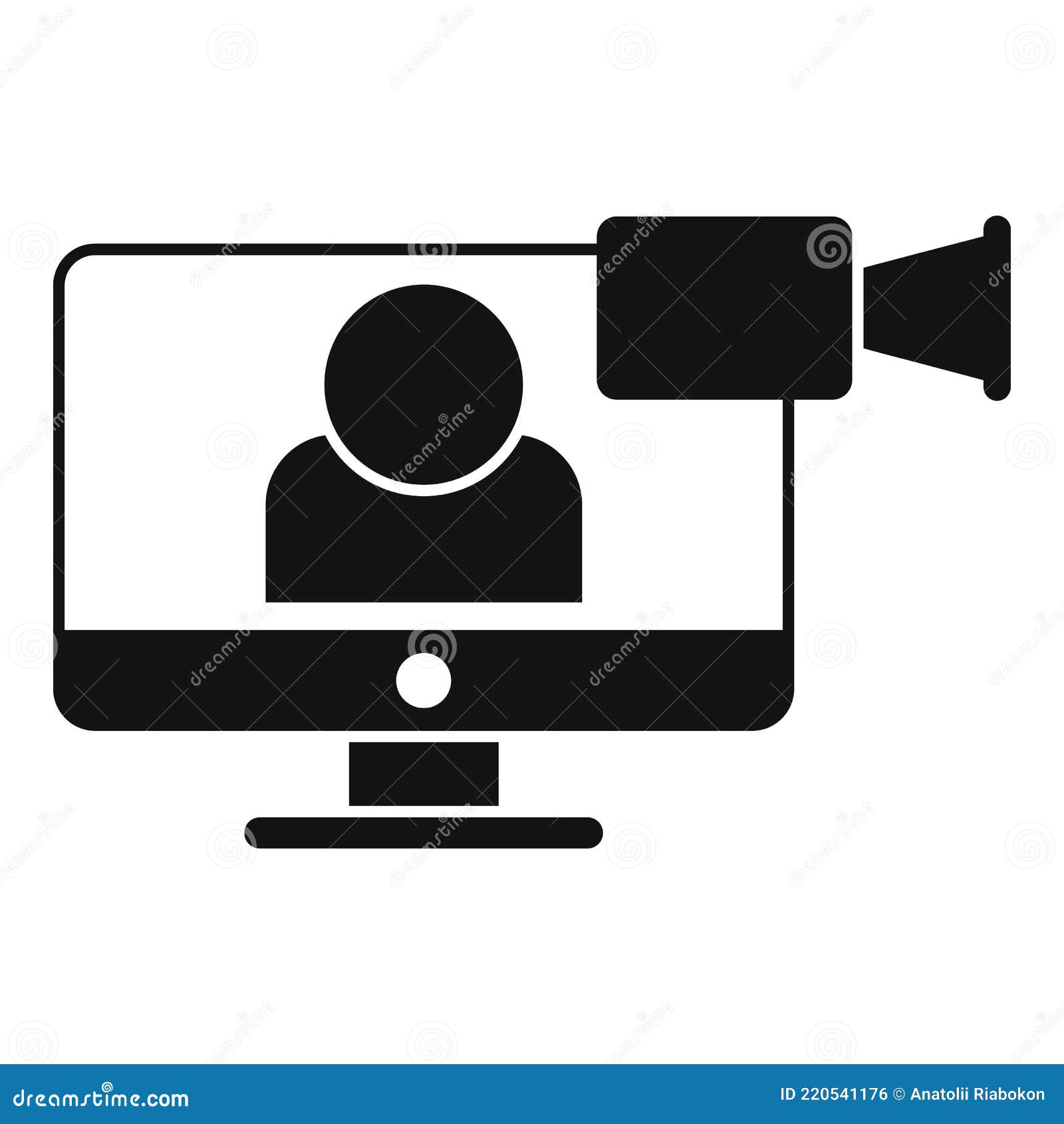 Monitor With Video Sign, Chat Messages. Linear Icon Of Online Education ...