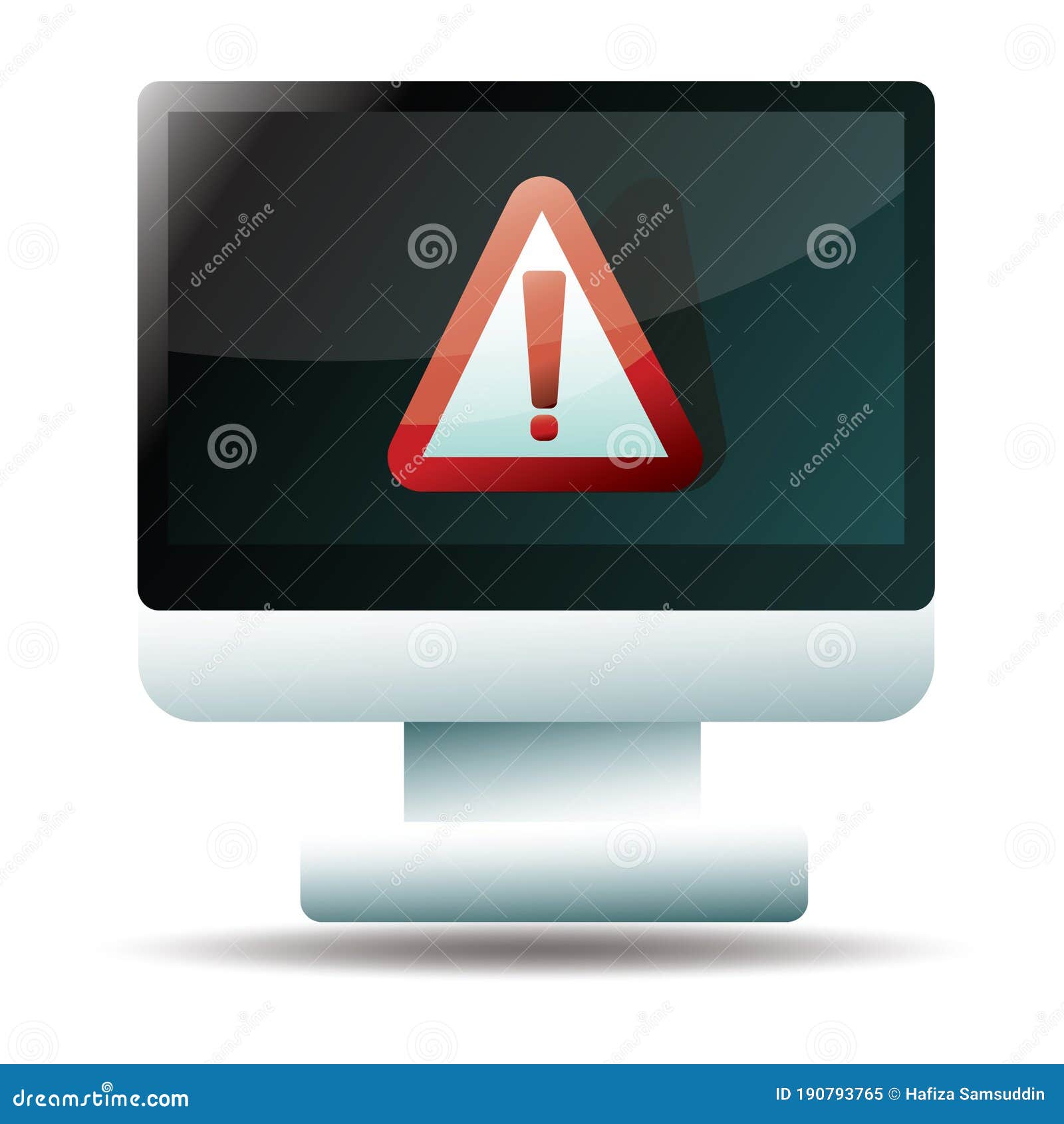 Monitor with Warning Sign. Vector Illustration Decorative Design Stock ...