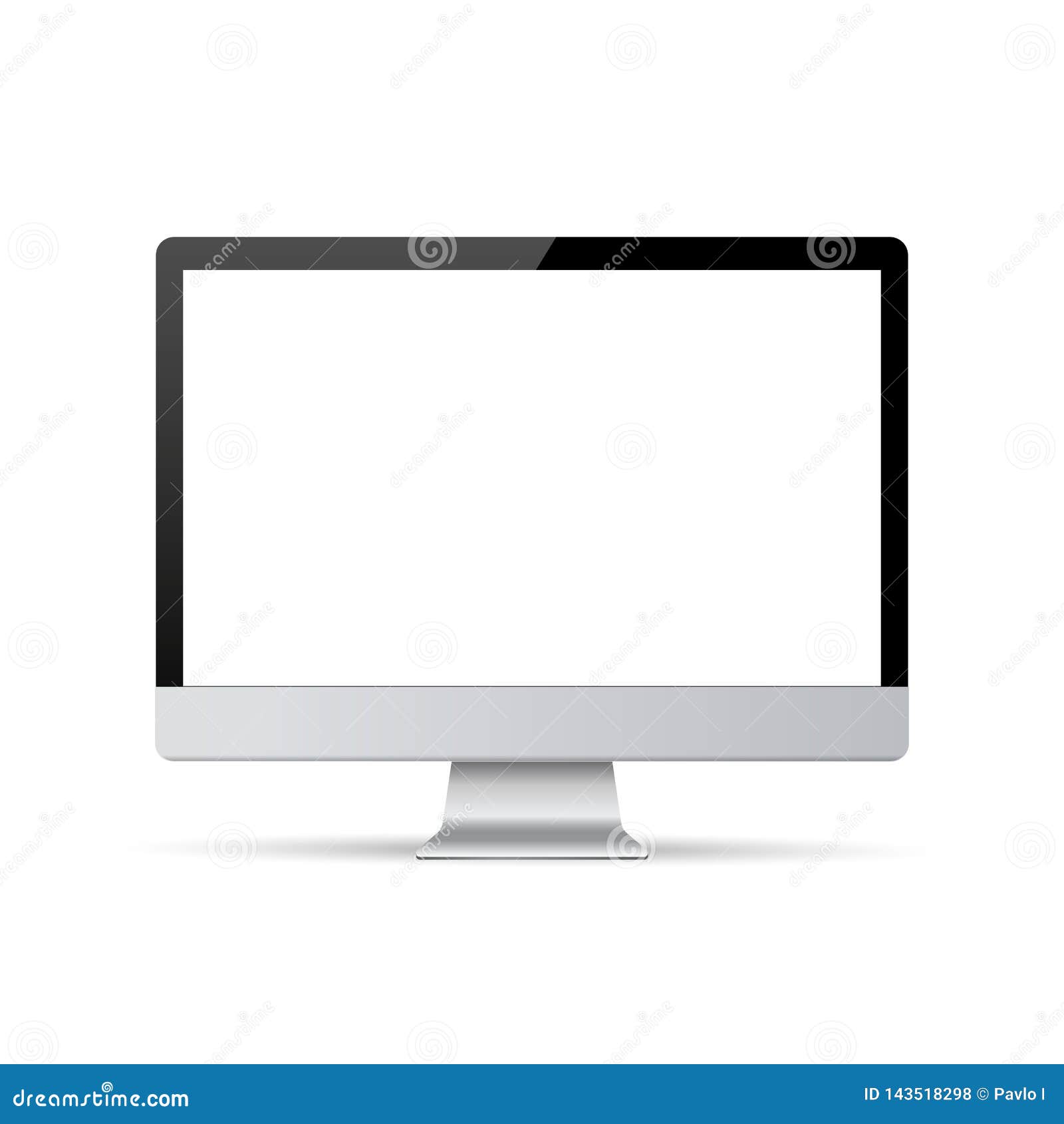 Monitor with White Display, Front View - Vector Stock Illustration ...