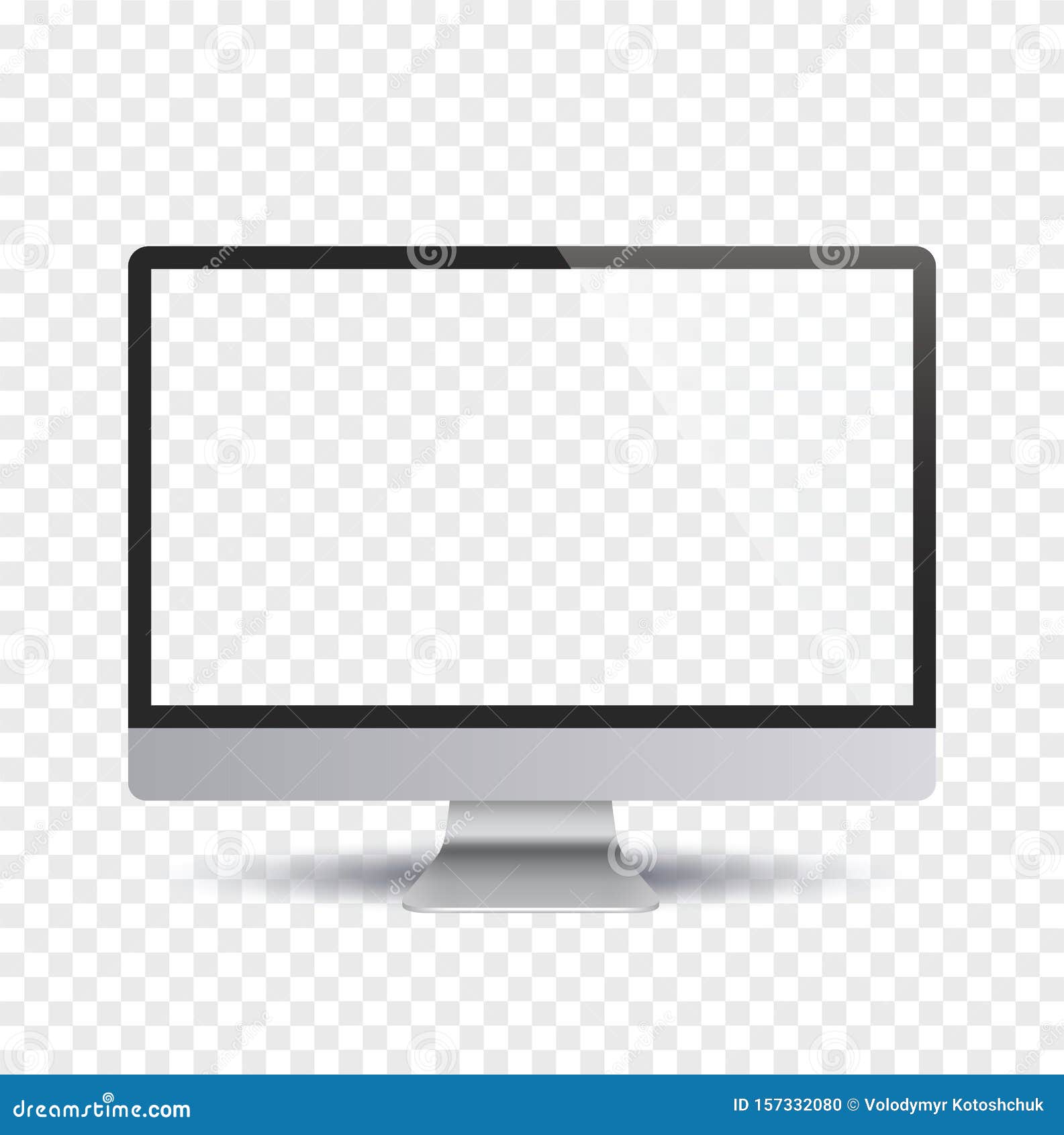 Monitor with White Display and Shadow, Front View - Stock Vector Stock ...
