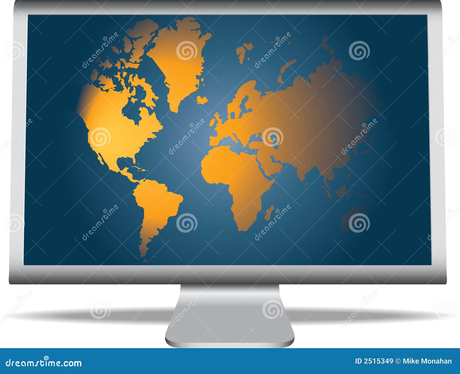 Monitor with a world stock vector. Illustration of north - 2515349
