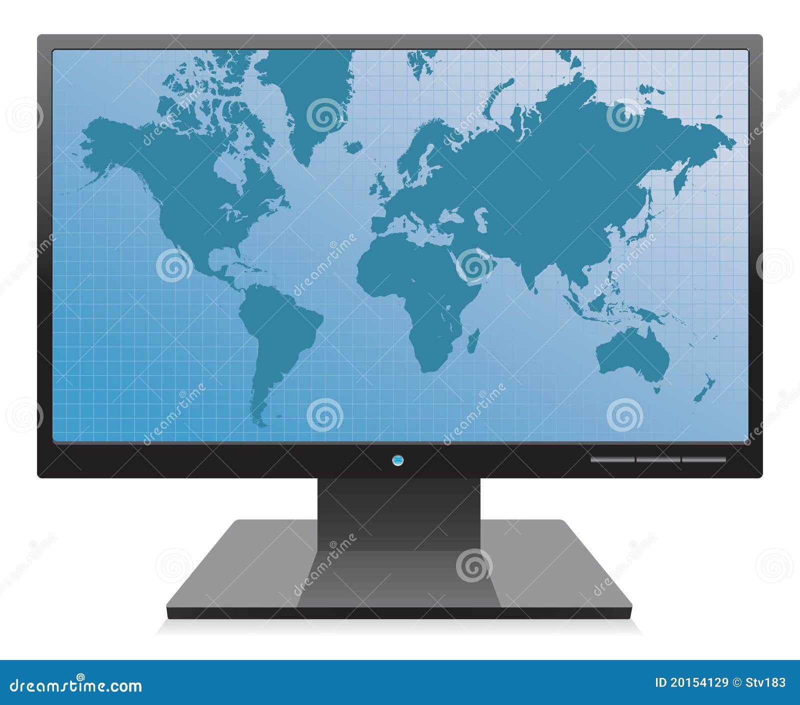 Monitor With World Map Background Cartoon Vector | CartoonDealer.com ...