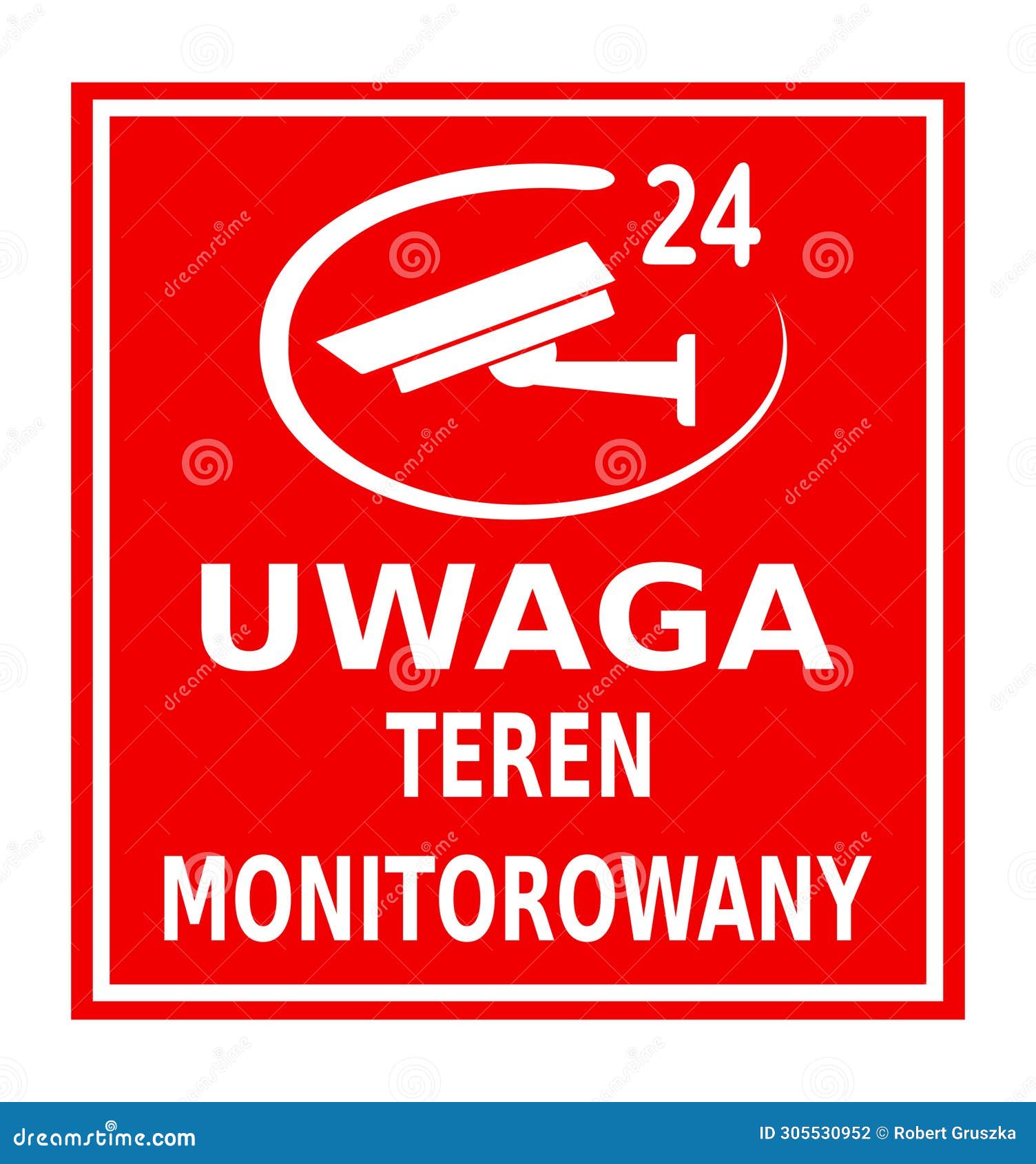 Monitored area sign stock vector. Illustration of warning - 305530952