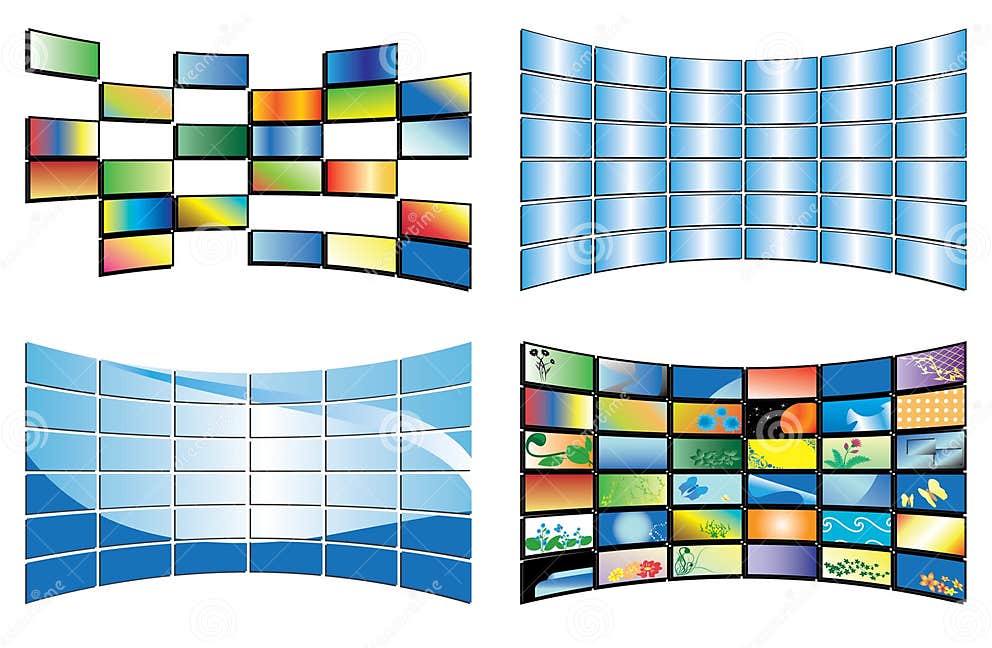 Monitores Azules De La TV Con Gradientes Ilustración del Vector ...