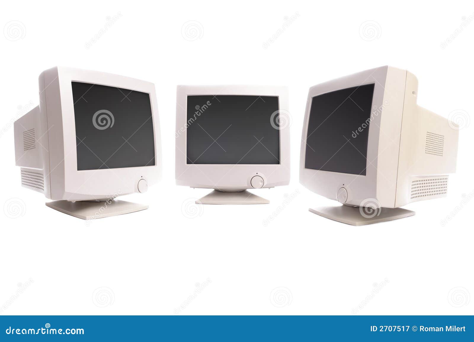 Monitores del CTR imagen de archivo. Imagen de tres, escritorio - 2707517