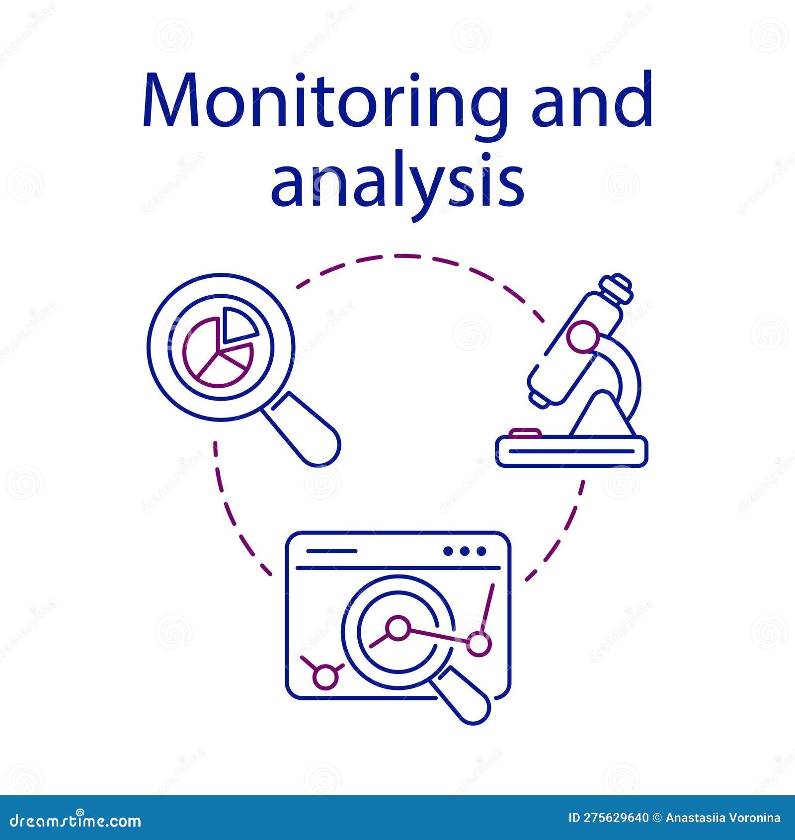 Monitoring and Analysis Content Simple Set Stock Vector - Illustration ...