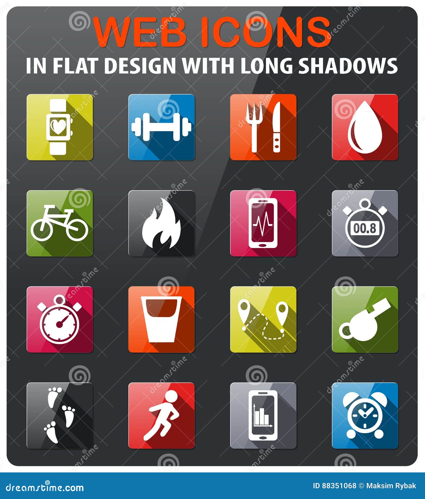 Monitoring apps icon set stock illustration. Illustration of ...