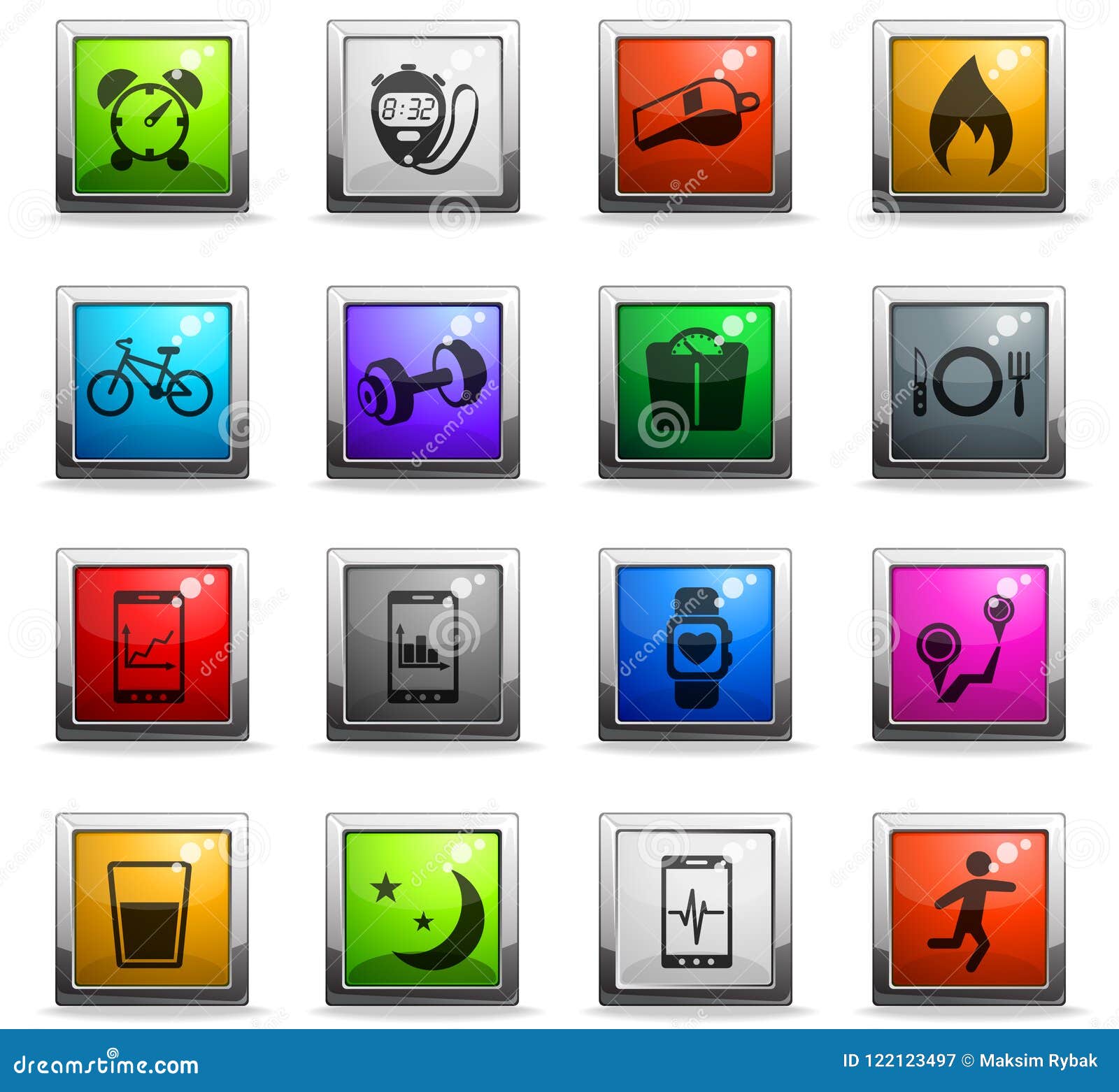 Monitoring apps icon set stock vector. Illustration of knife - 122123497