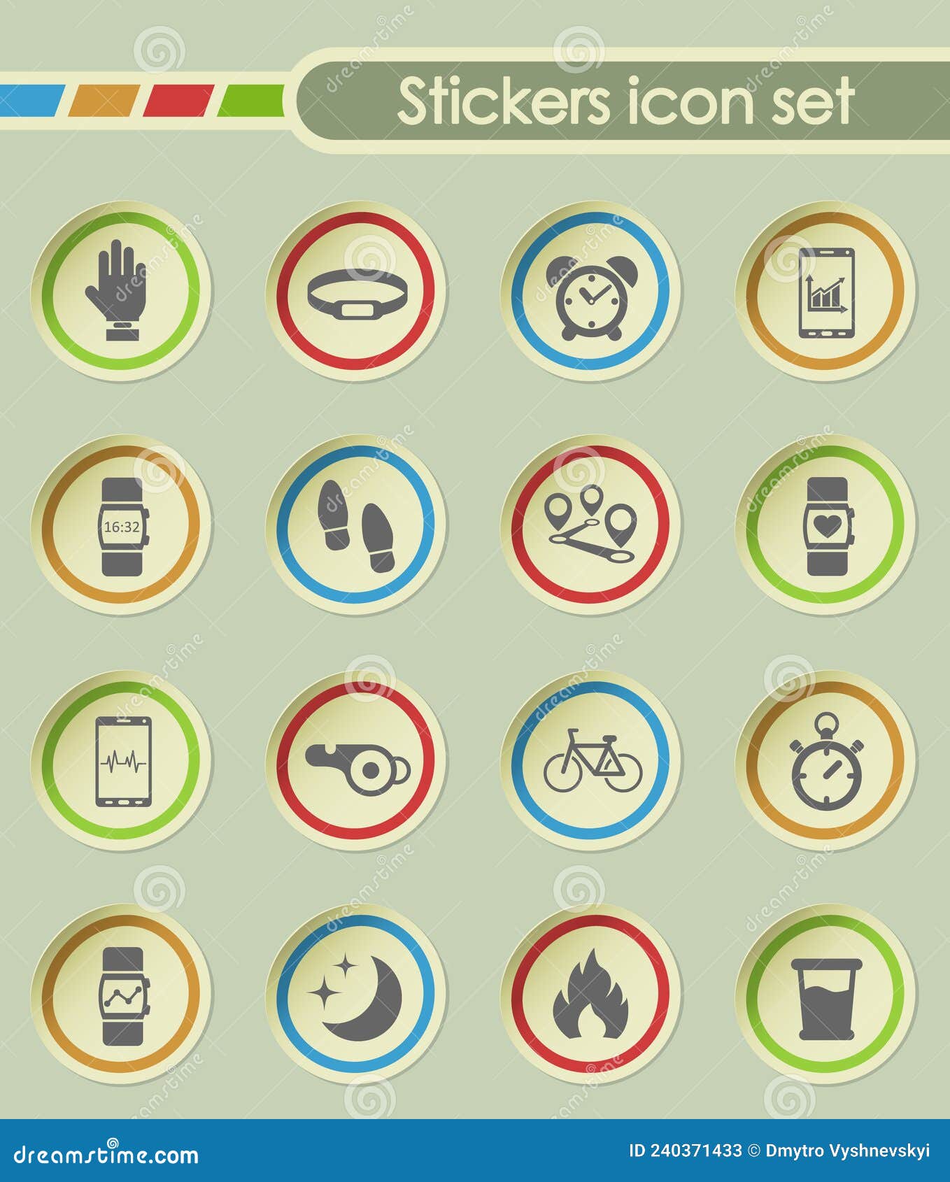 Monitoring apps icon set stock vector. Illustration of pulse - 240371433