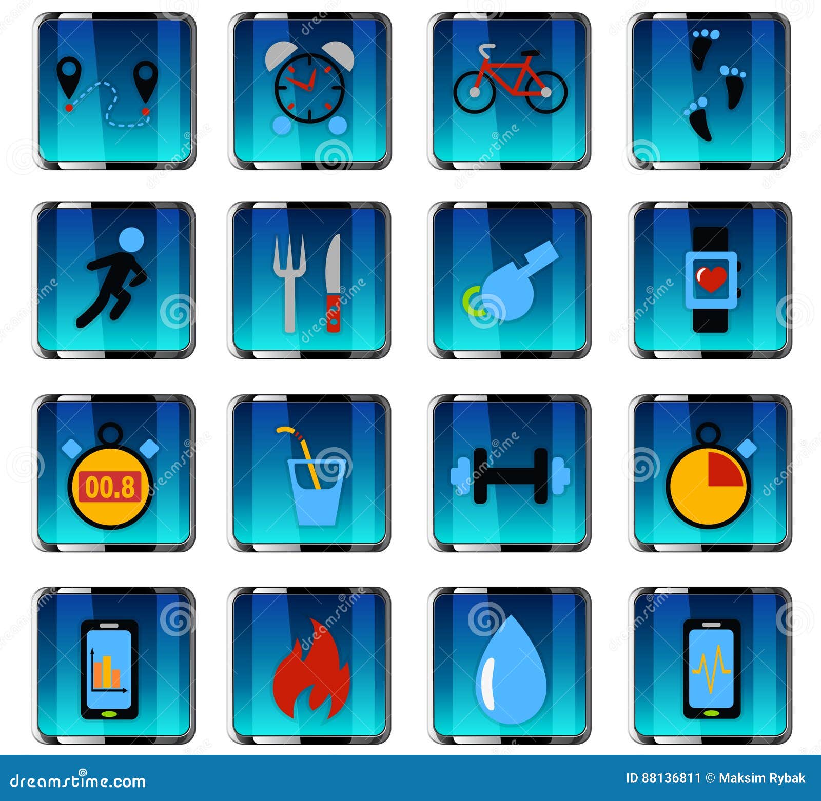 Monitoring apps icon set stock illustration. Illustration of knife ...