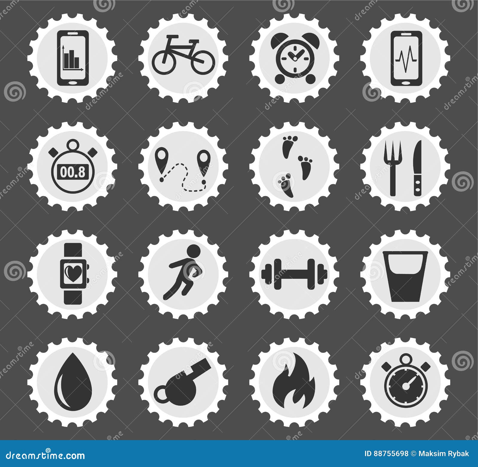 Monitoring apps icon set stock illustration. Illustration of activity ...