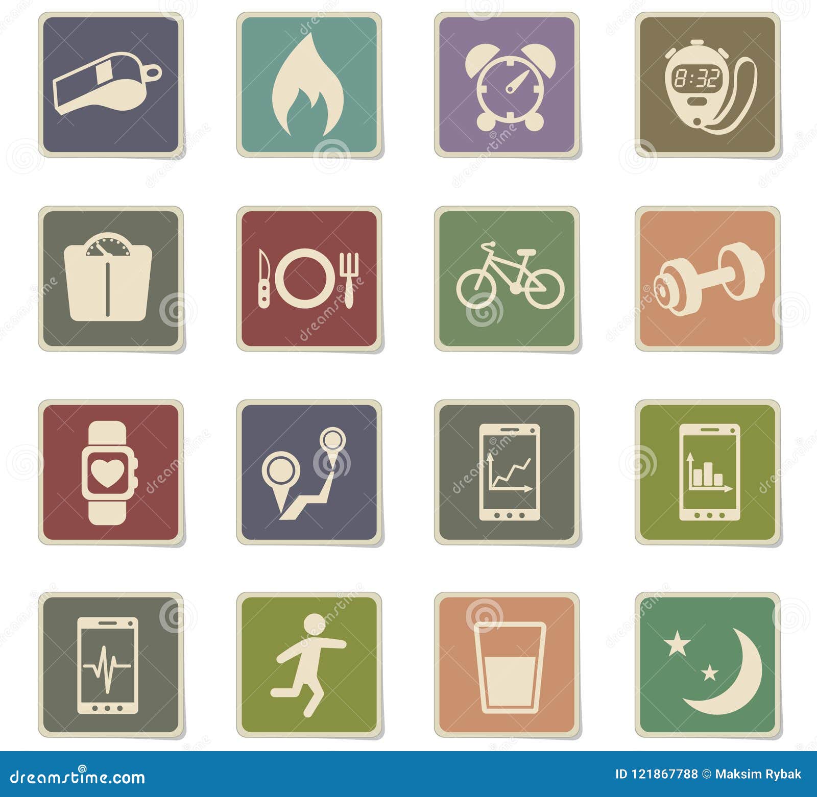 Monitoring apps icon set stock vector. Illustration of dumbbell - 121867788