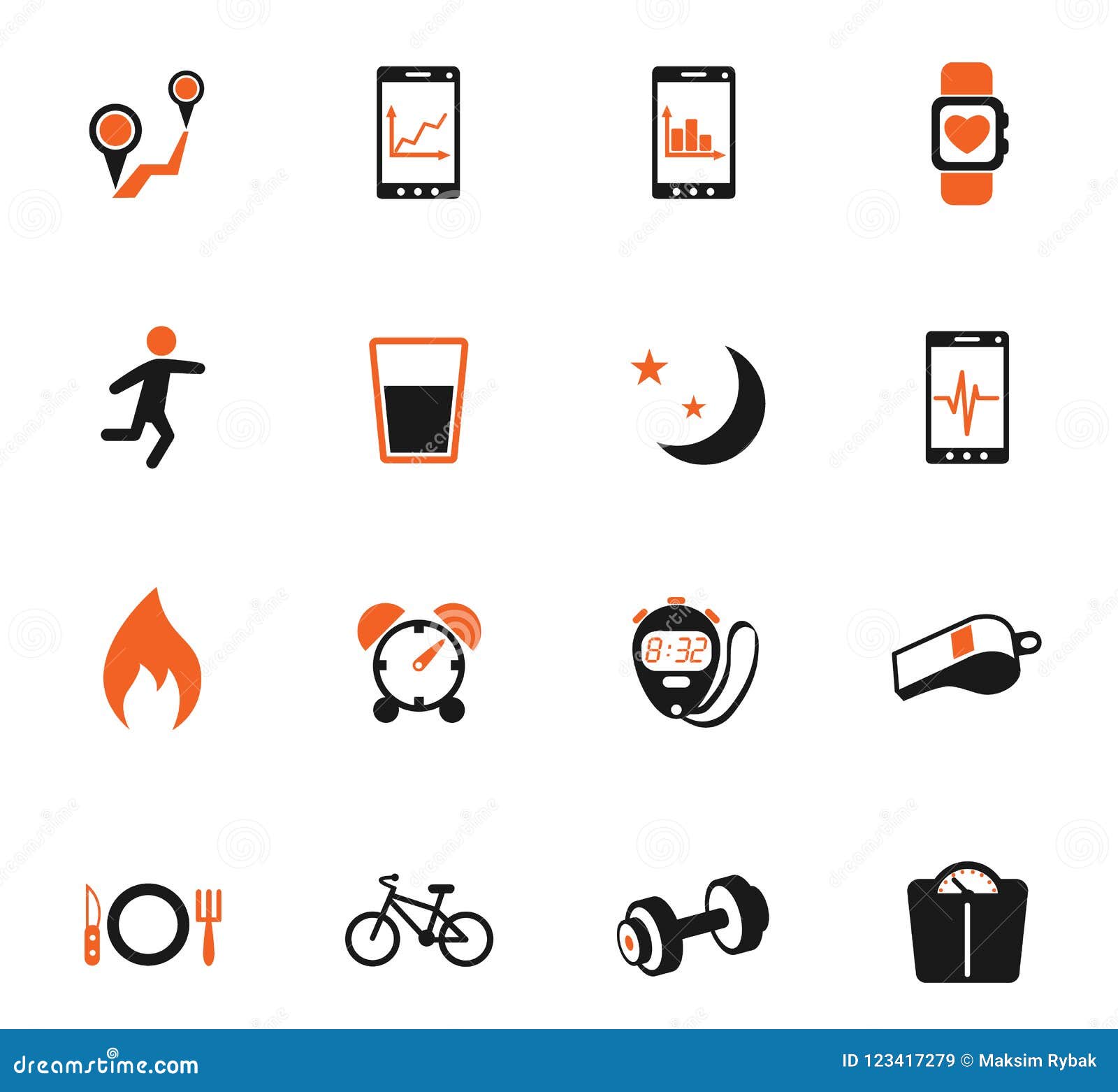 Monitoring apps icon set stock vector. Illustration of apps - 123417279