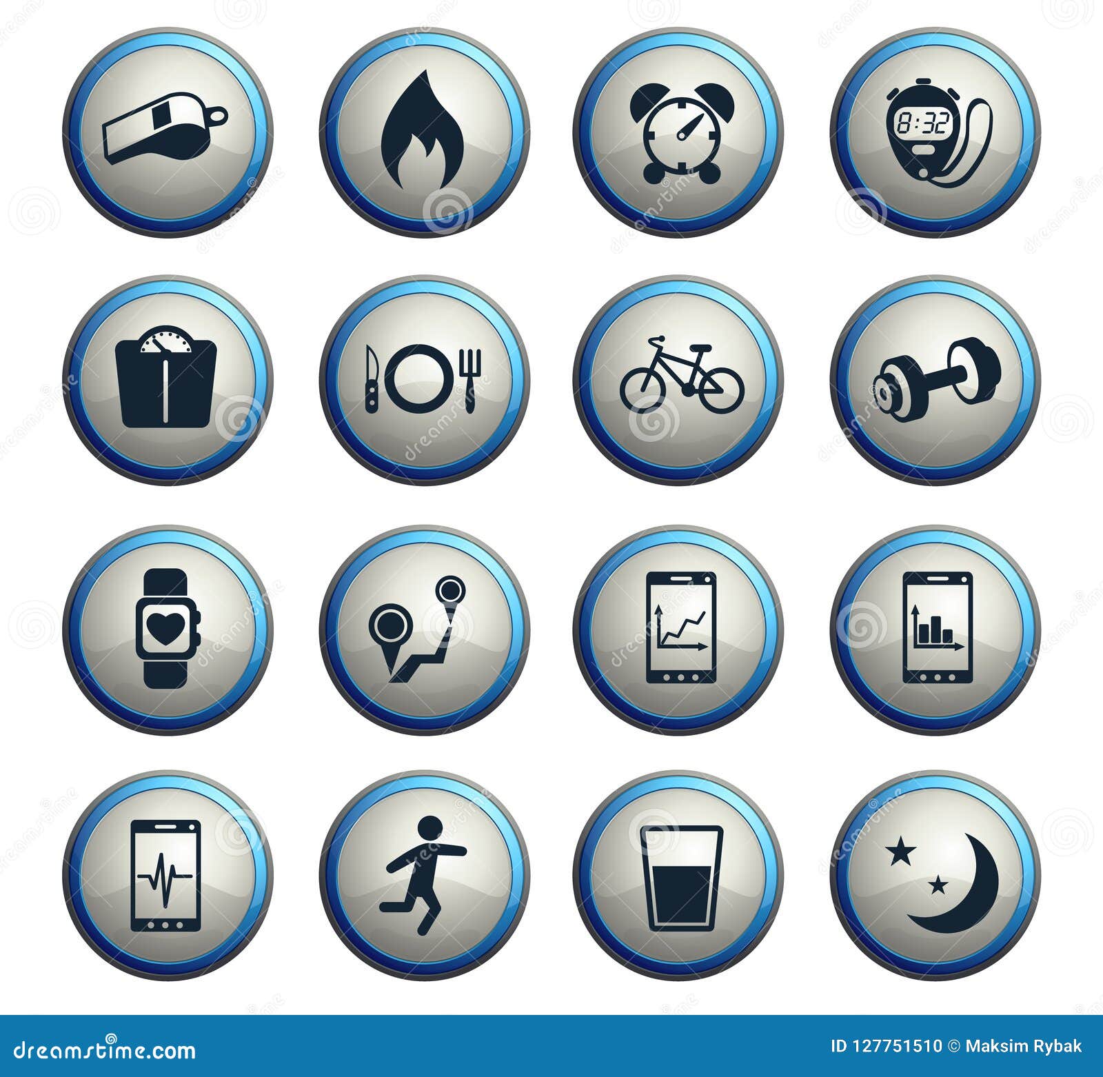 Monitoring apps icon set stock vector. Illustration of moon - 127751510