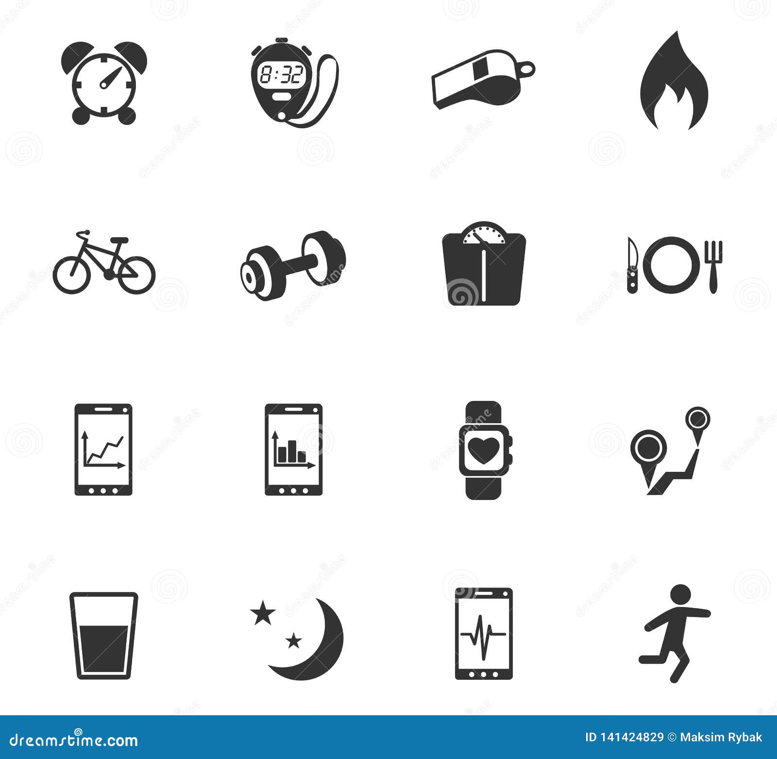 Monitoring apps icon set stock vector. Illustration of moon - 141424829