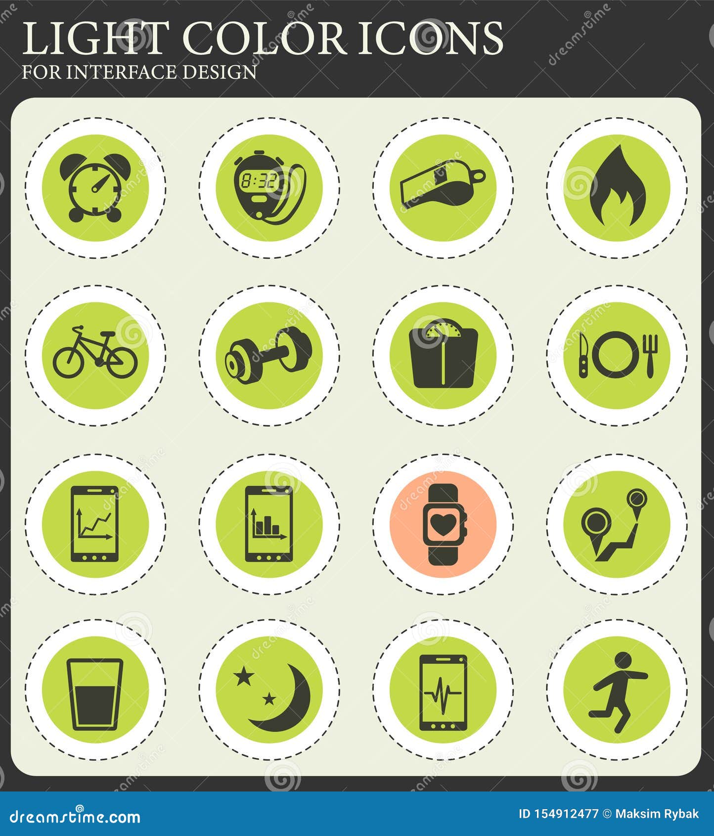 Monitoring apps icon set stock vector. Illustration of whistle - 154912477