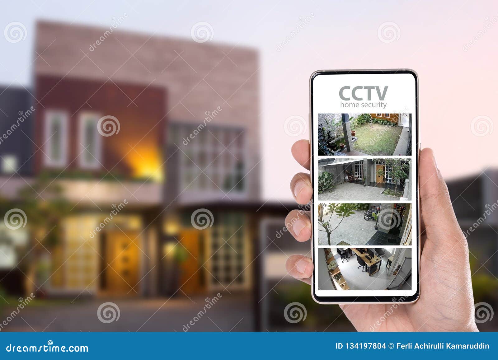 Monitoring Cctv Via Mobile Phone App Stock Photo - Image of crime, hand ...