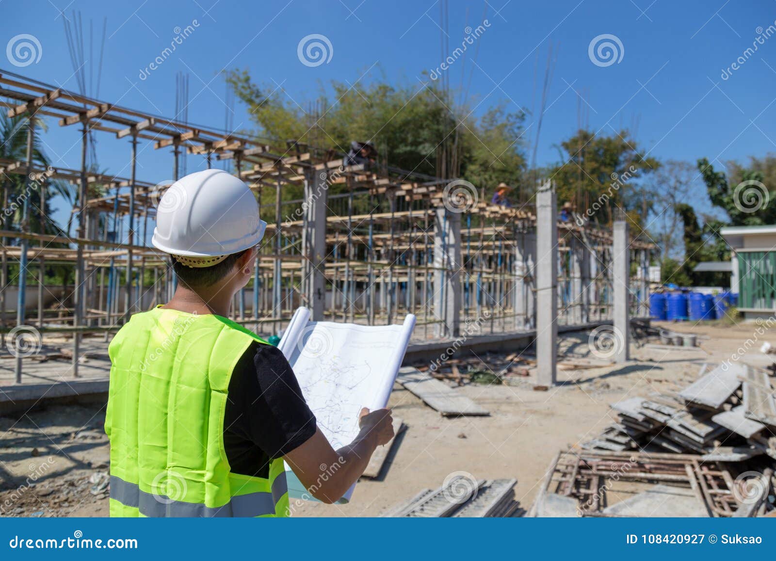 Monitoring Construction Area. Stock Image - Image of building ...