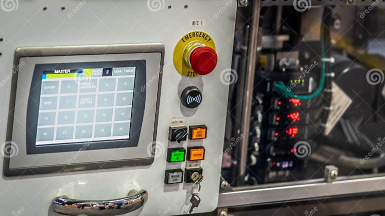 Monitoring Control Panel with Emergency Buttons Stock Photo - Image of ...