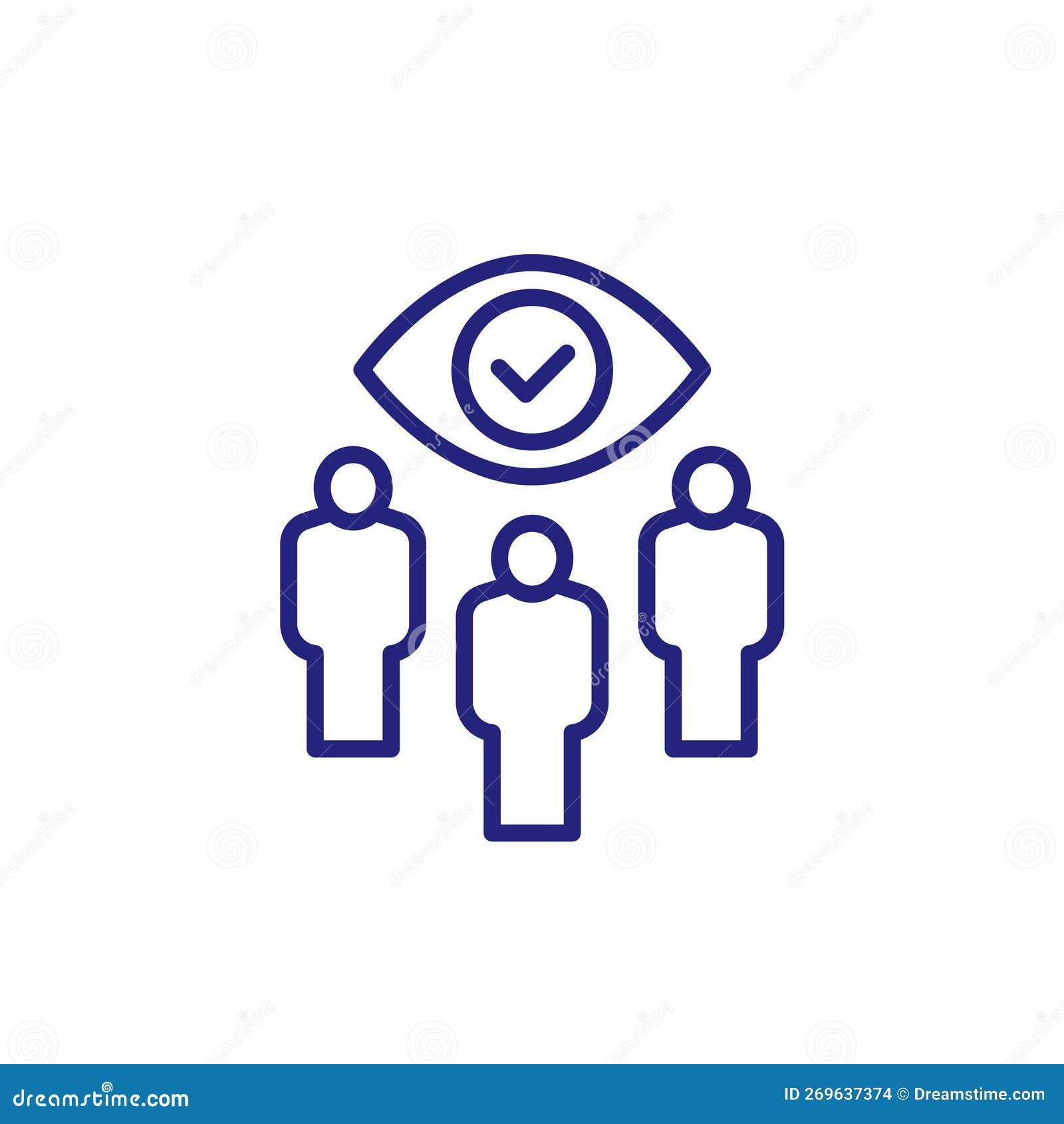 Monitoring Group Line Icon with People Stock Vector - Illustration of ...
