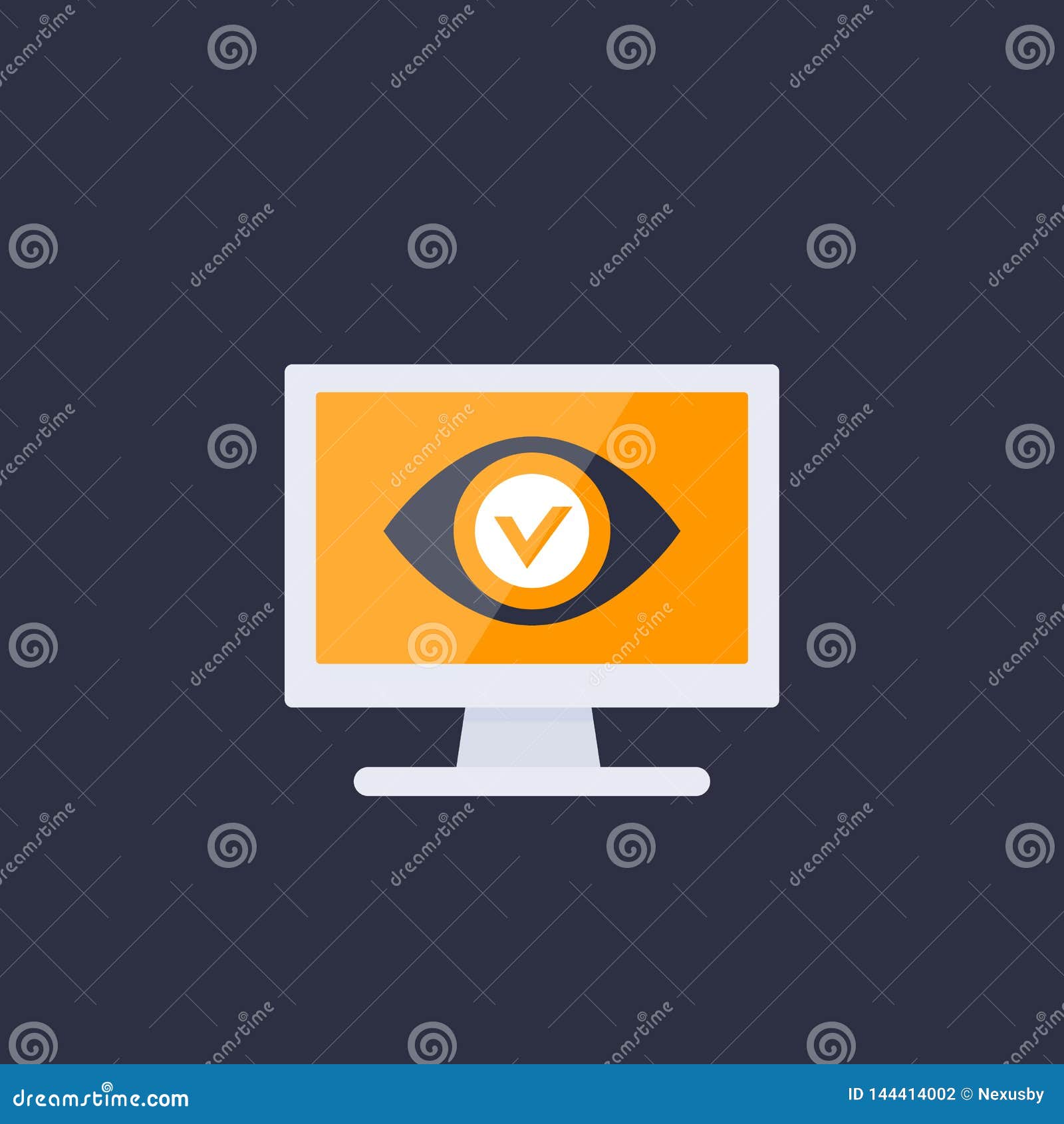 Monitoring Icon, Eye on Computer Screen Stock Vector - Illustration of ...