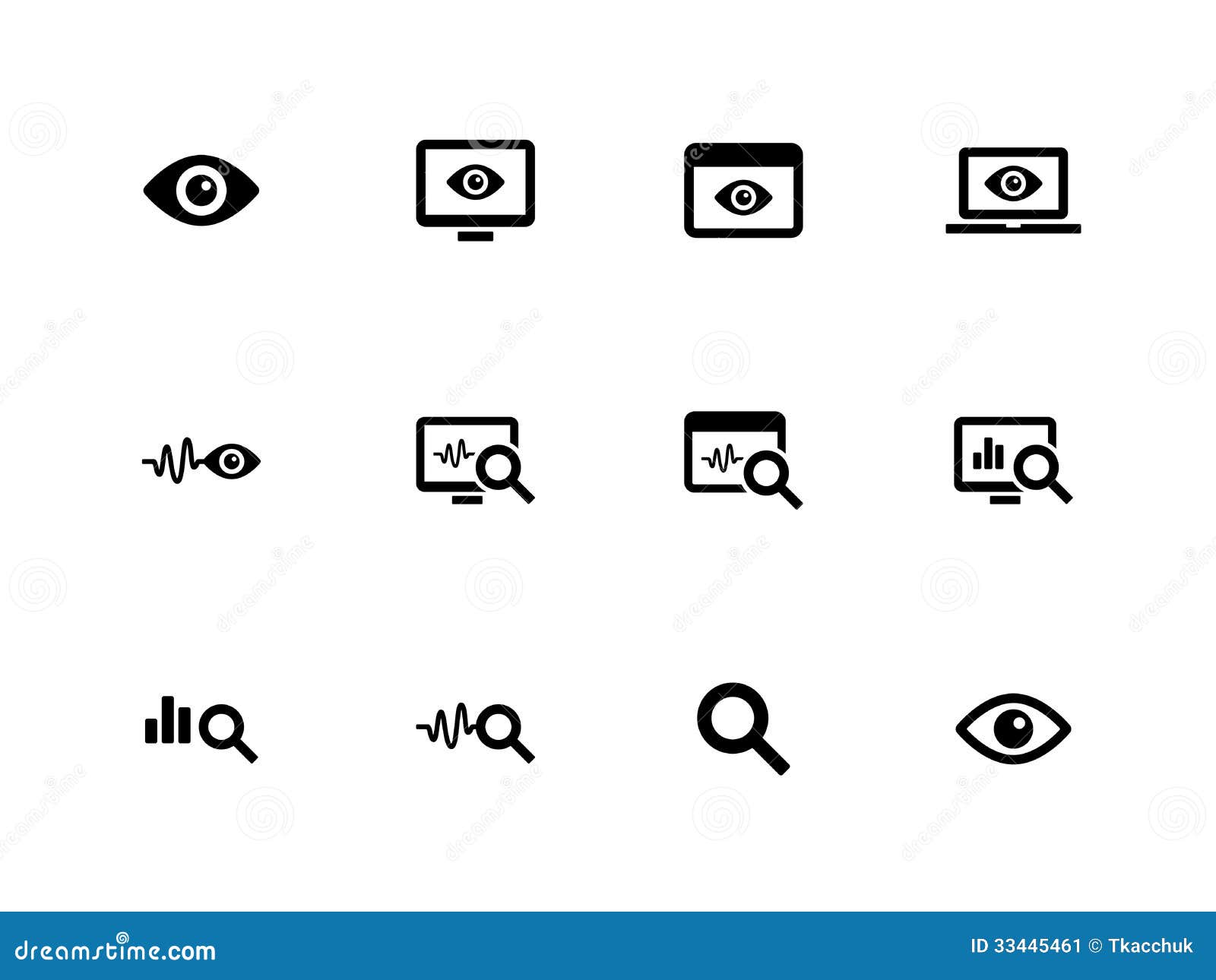 Monitoring Icons on White Background. Stock Vector - Illustration of ...