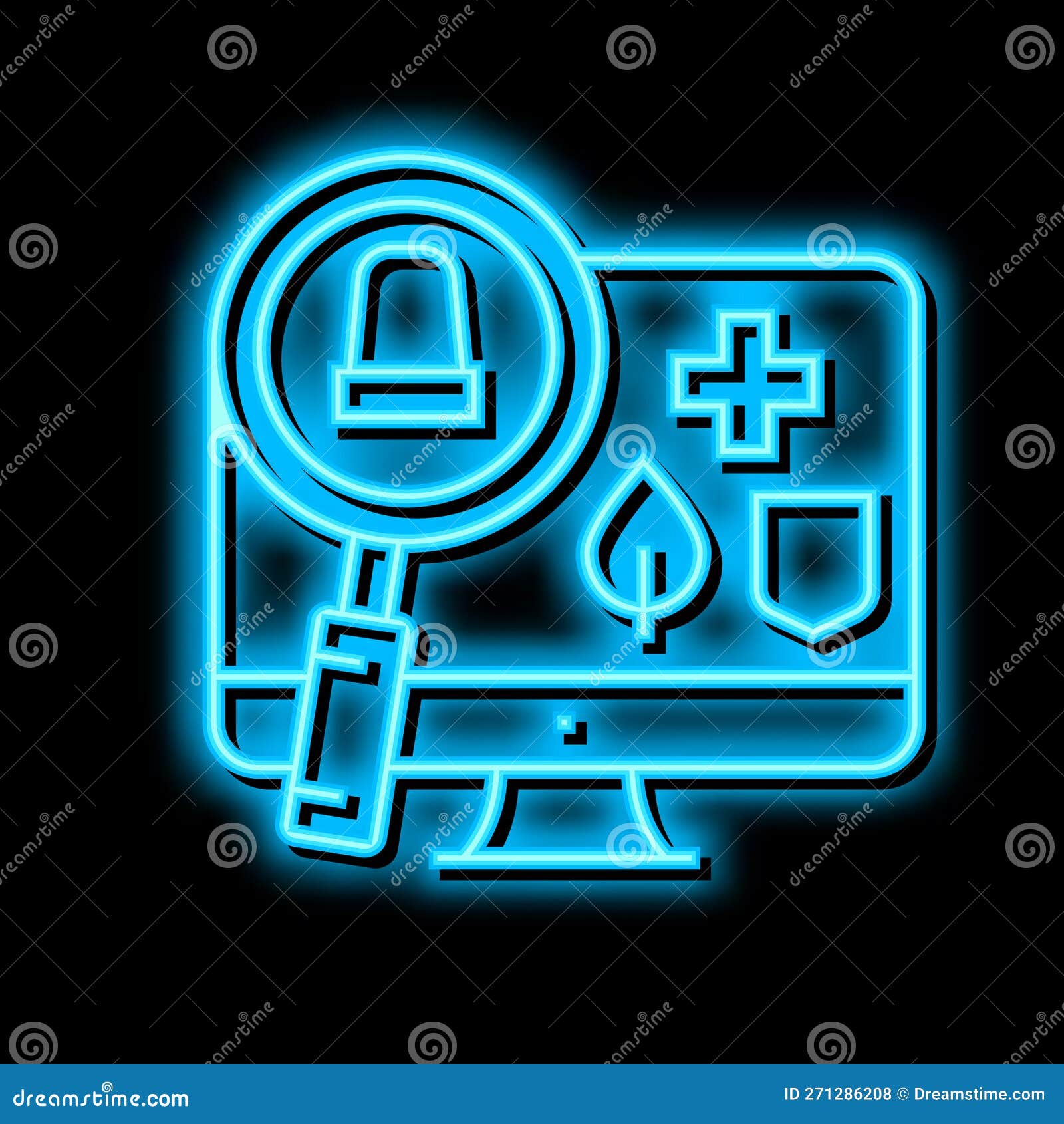 Monitoring and Information Retrieval Neon Glow Icon Illustration Stock ...