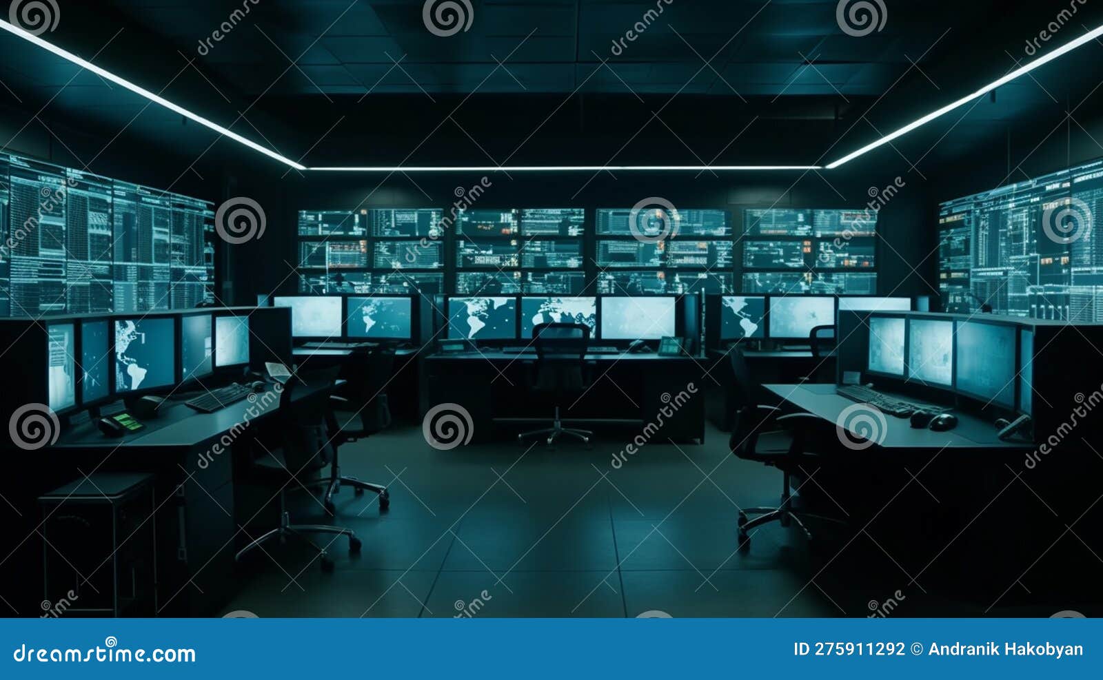 Monitoring Modern CCTV Cameras in Surveillance Room. Generative Ai ...