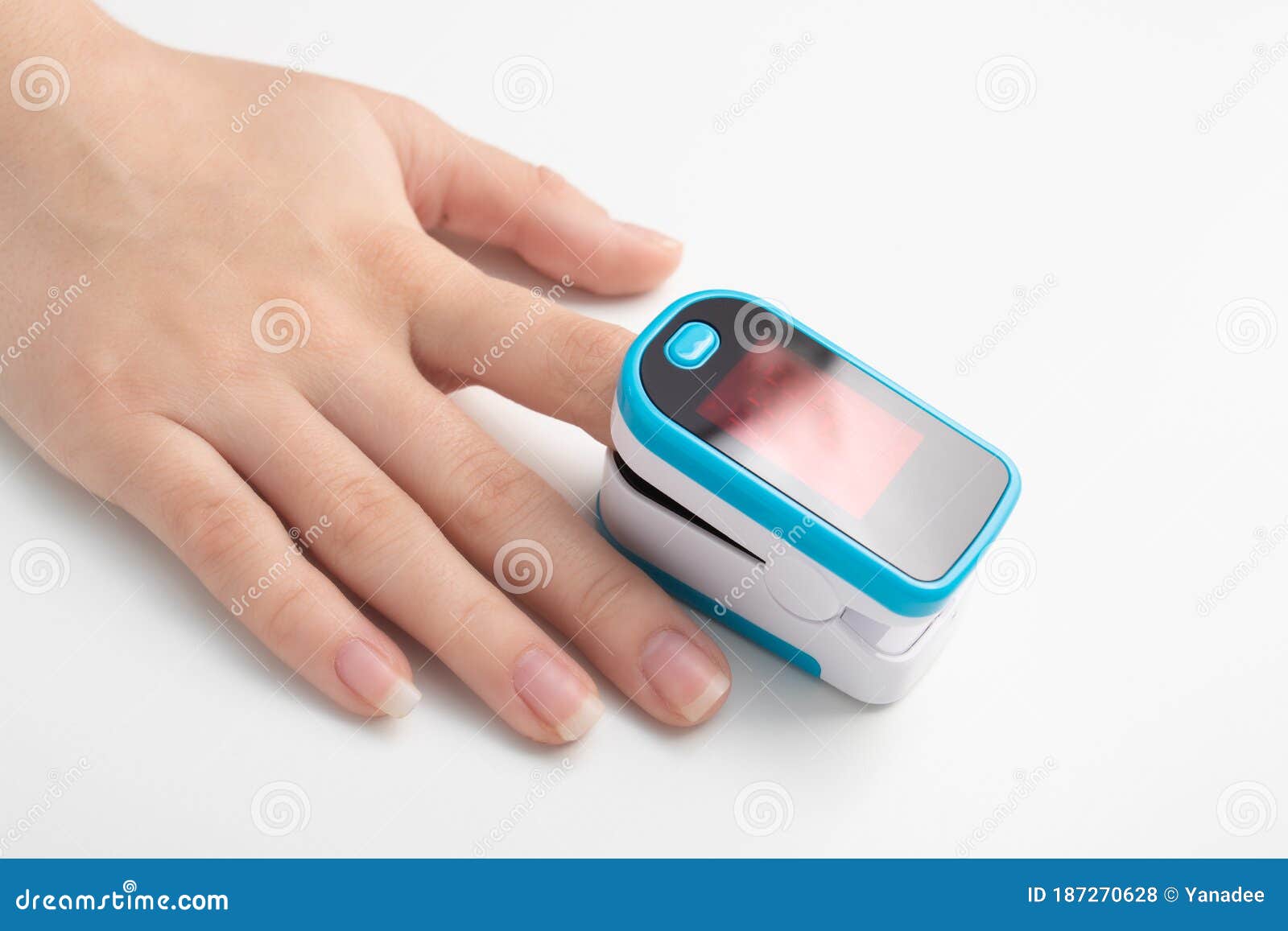 Monitoring Oxygen Saturation with a Special Device Stock Photo - Image ...