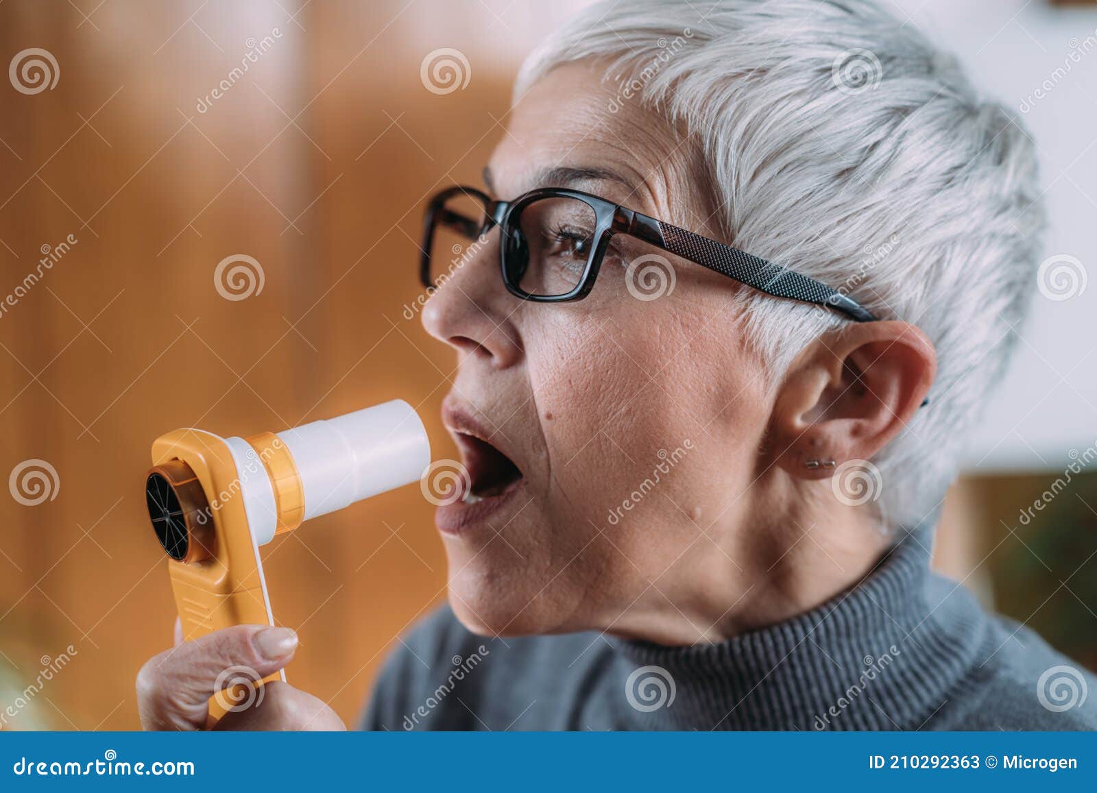 Monitoring Respiratory Illness with Digital Spirometer Stock Image ...