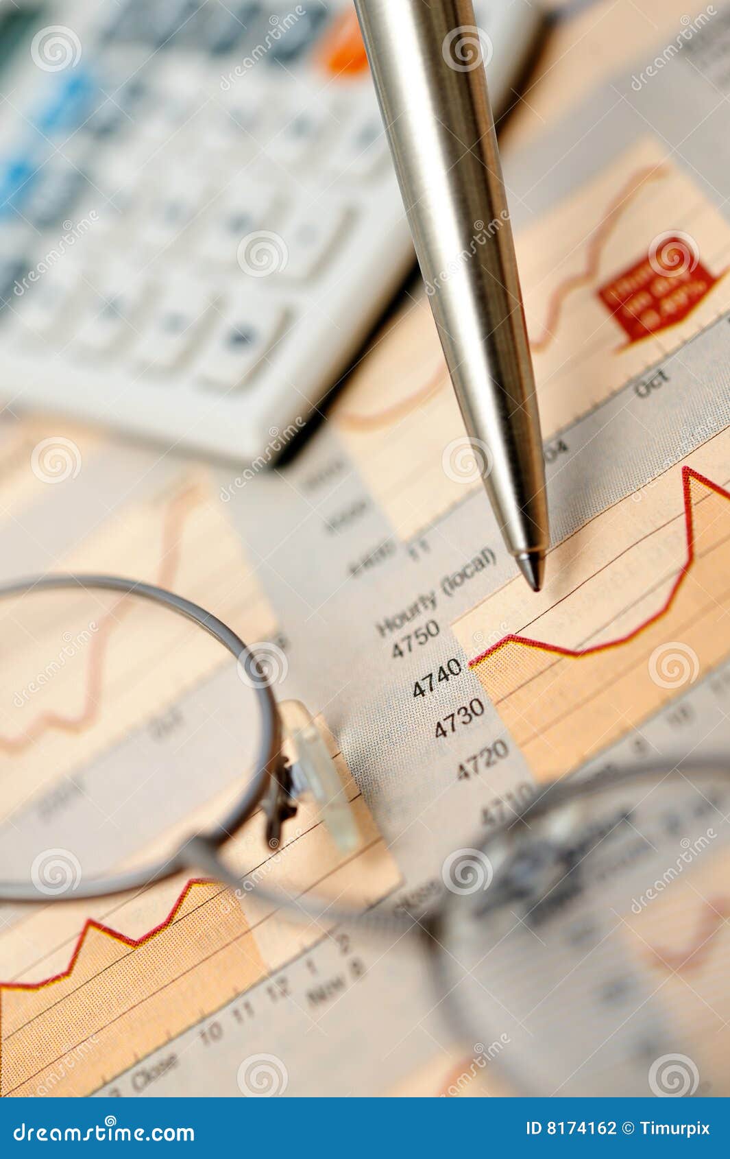 Monitoring the Stock chart stock photo. Image of glasses - 8174162