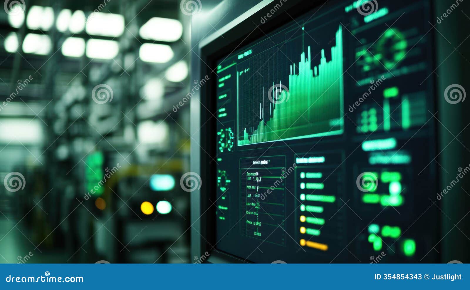 Monitoring System Displaying Real Time Production Data in Factory Setting Stock Image - Image of ...