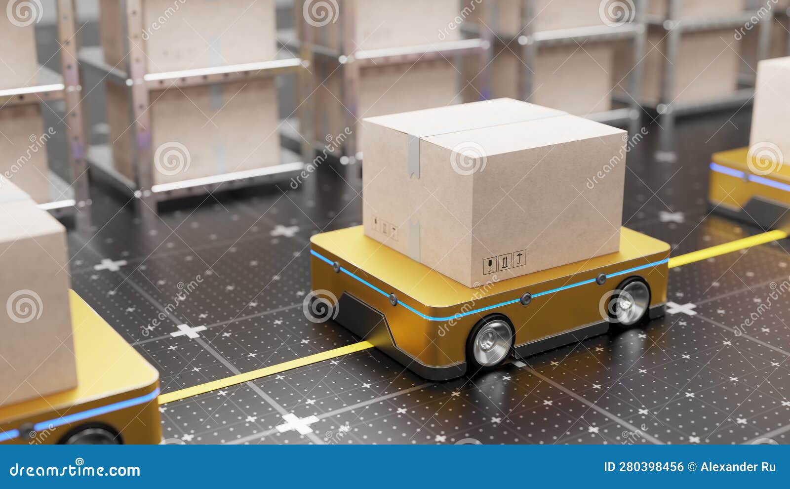 Warehouse Automation. Concept of "Industry 4.0". IoT. Robot Automation ...