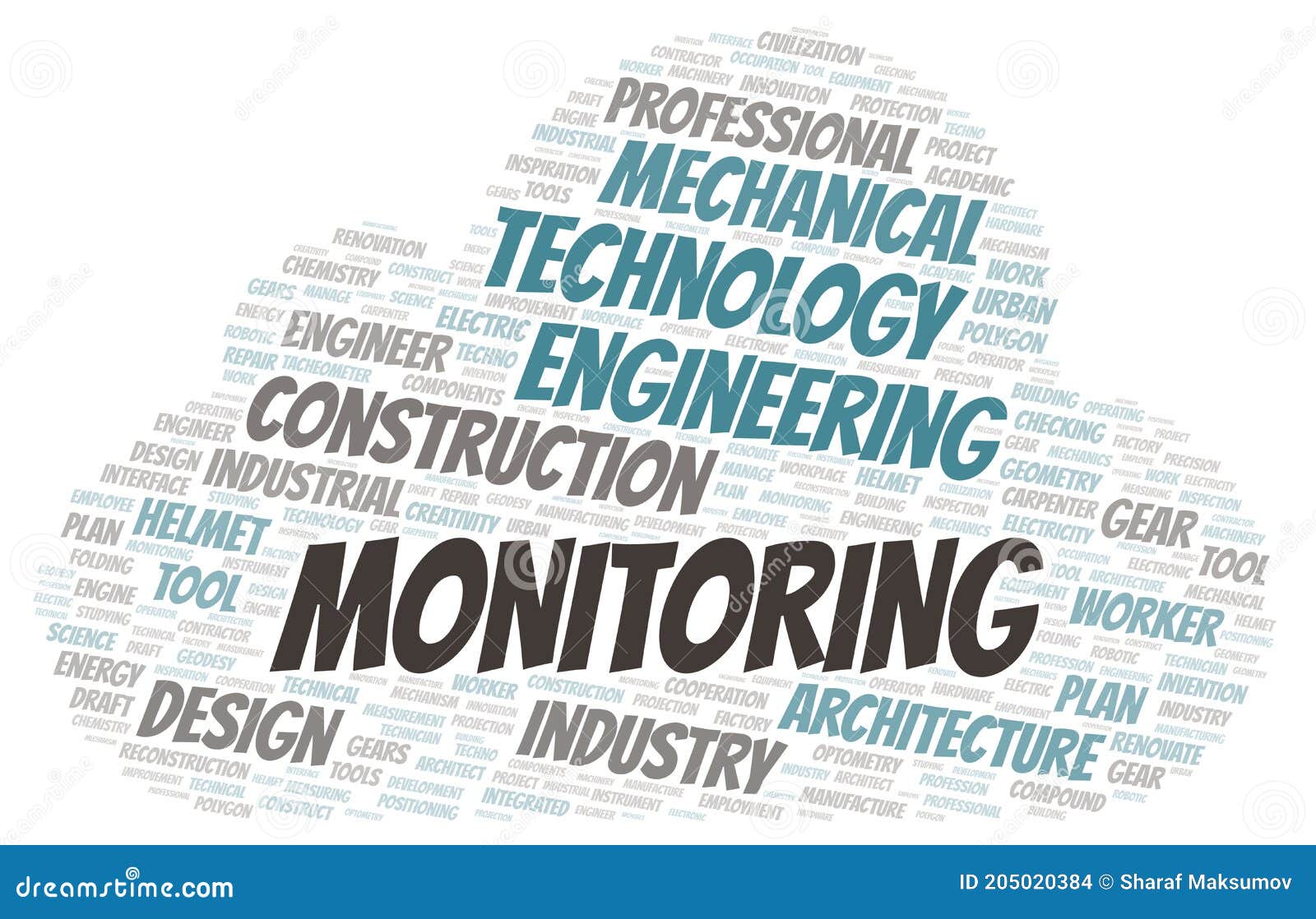 Monitoring Typography Word Cloud Create with the Text only Stock ...