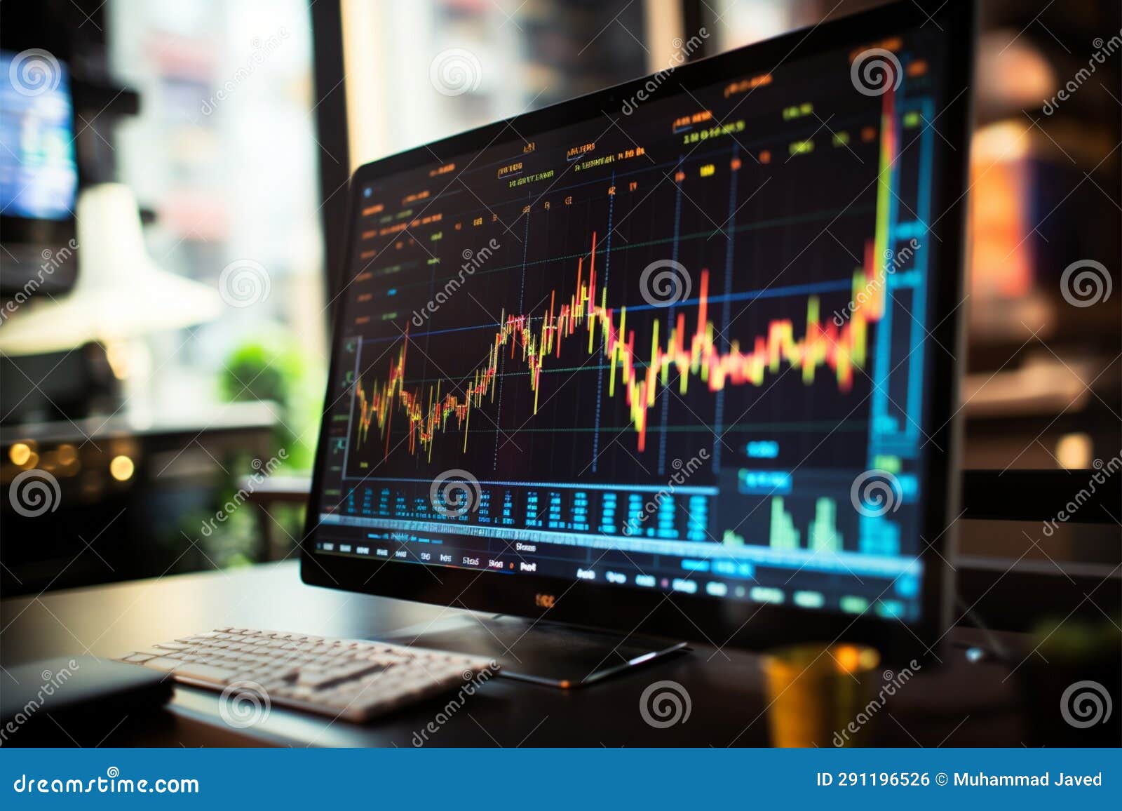 Monitors Close Up Features a High Resolution Business Graph Chart Stock ...