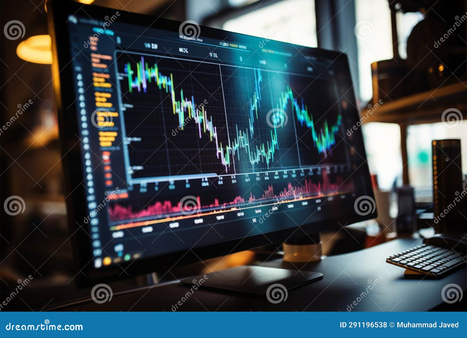Monitors Close Up Features a High Resolution Business Graph Chart Stock ...
