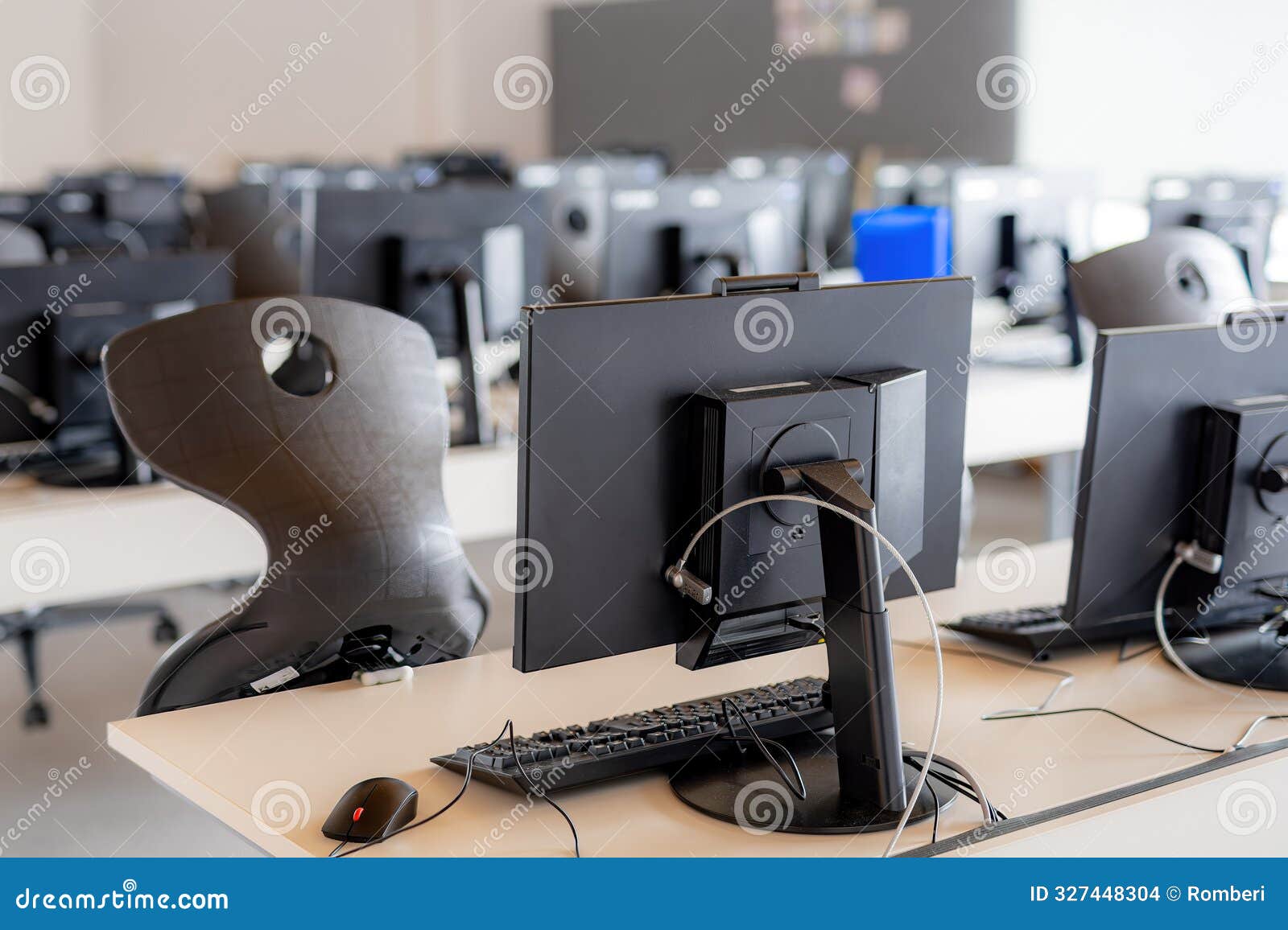 Monitors and Keyboard in an Empty Computer Lab at a Secondary School ...