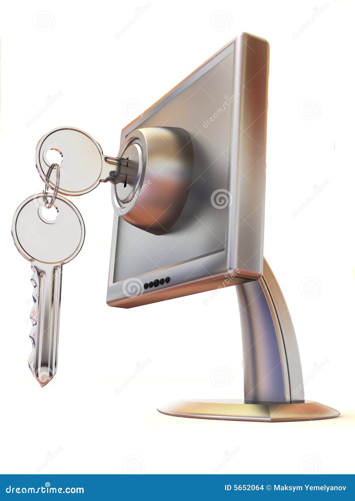 Monitors with keys. 3d stock illustration. Illustration of monitor ...