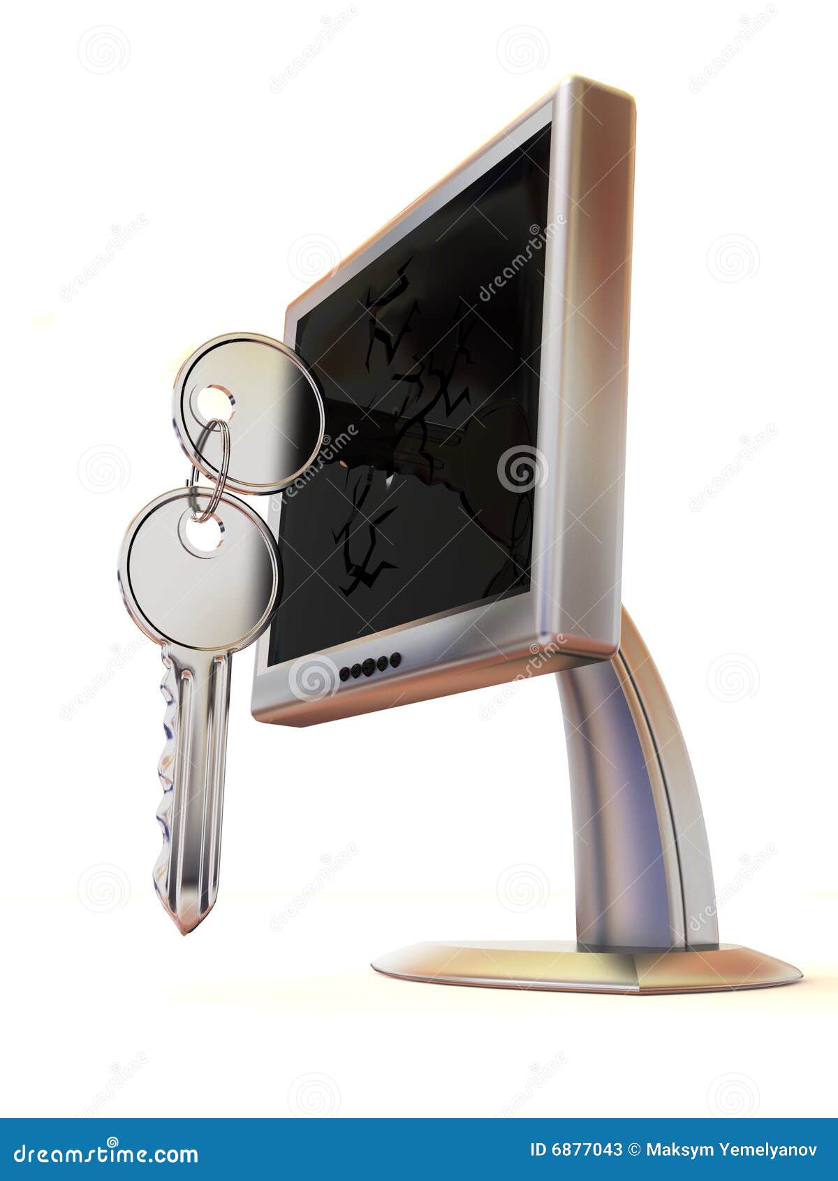 Monitors with keys. 3d stock illustration. Illustration of access - 6877043
