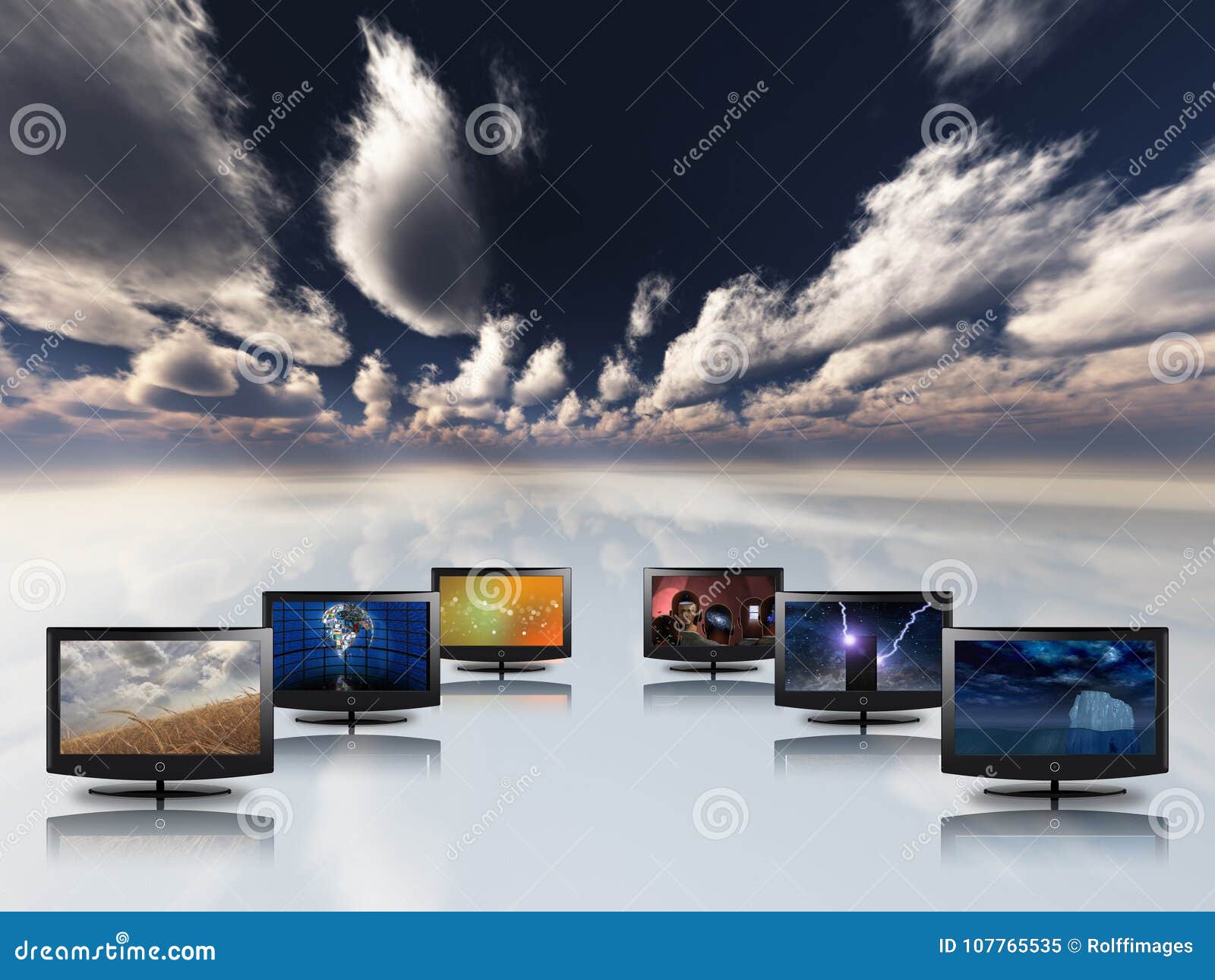 Monitors or Television with Sky Stock Image - Image of computer ...