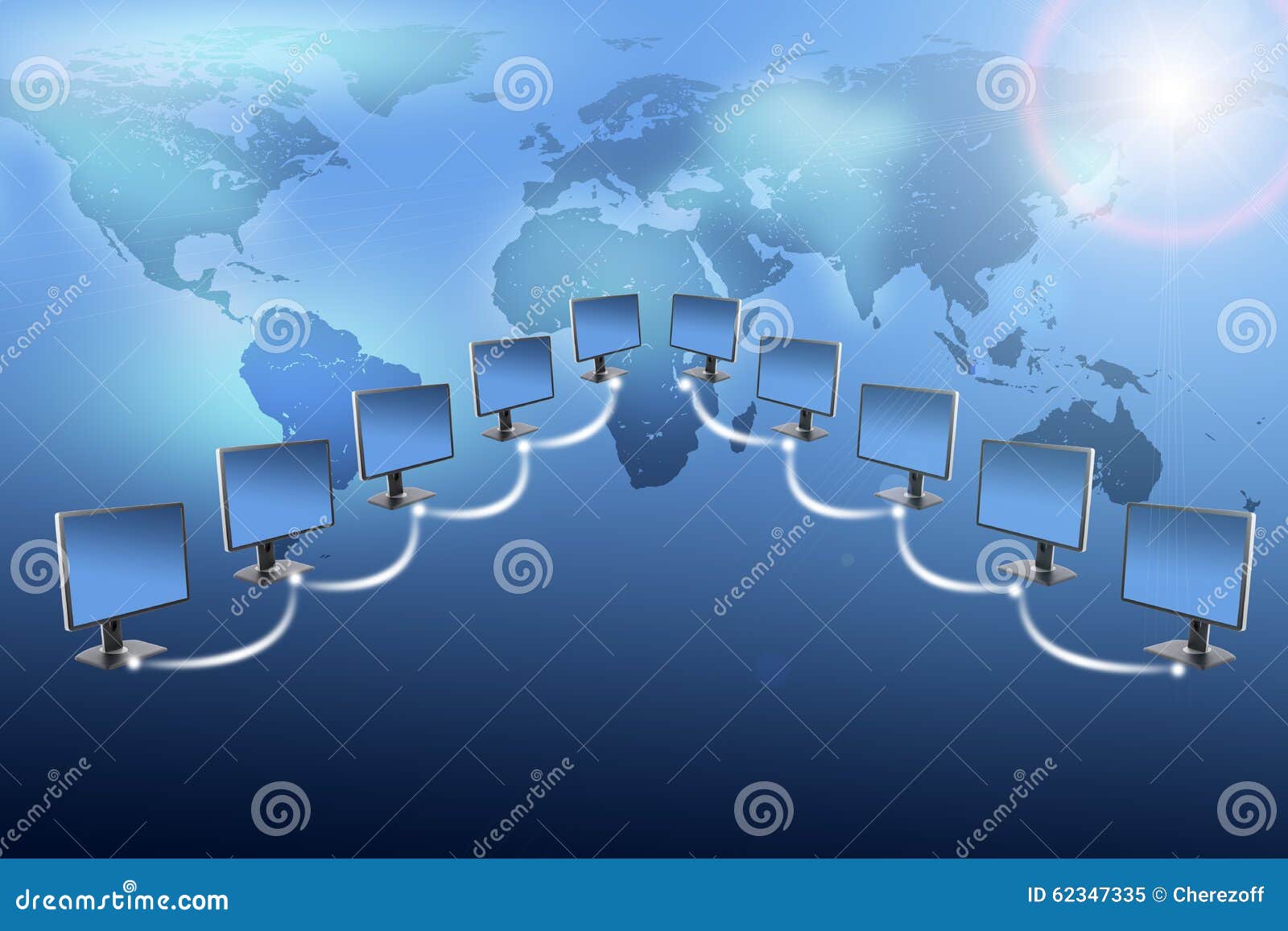 World Map Monitors Display Earth Map On Screens Vector Illustration ...