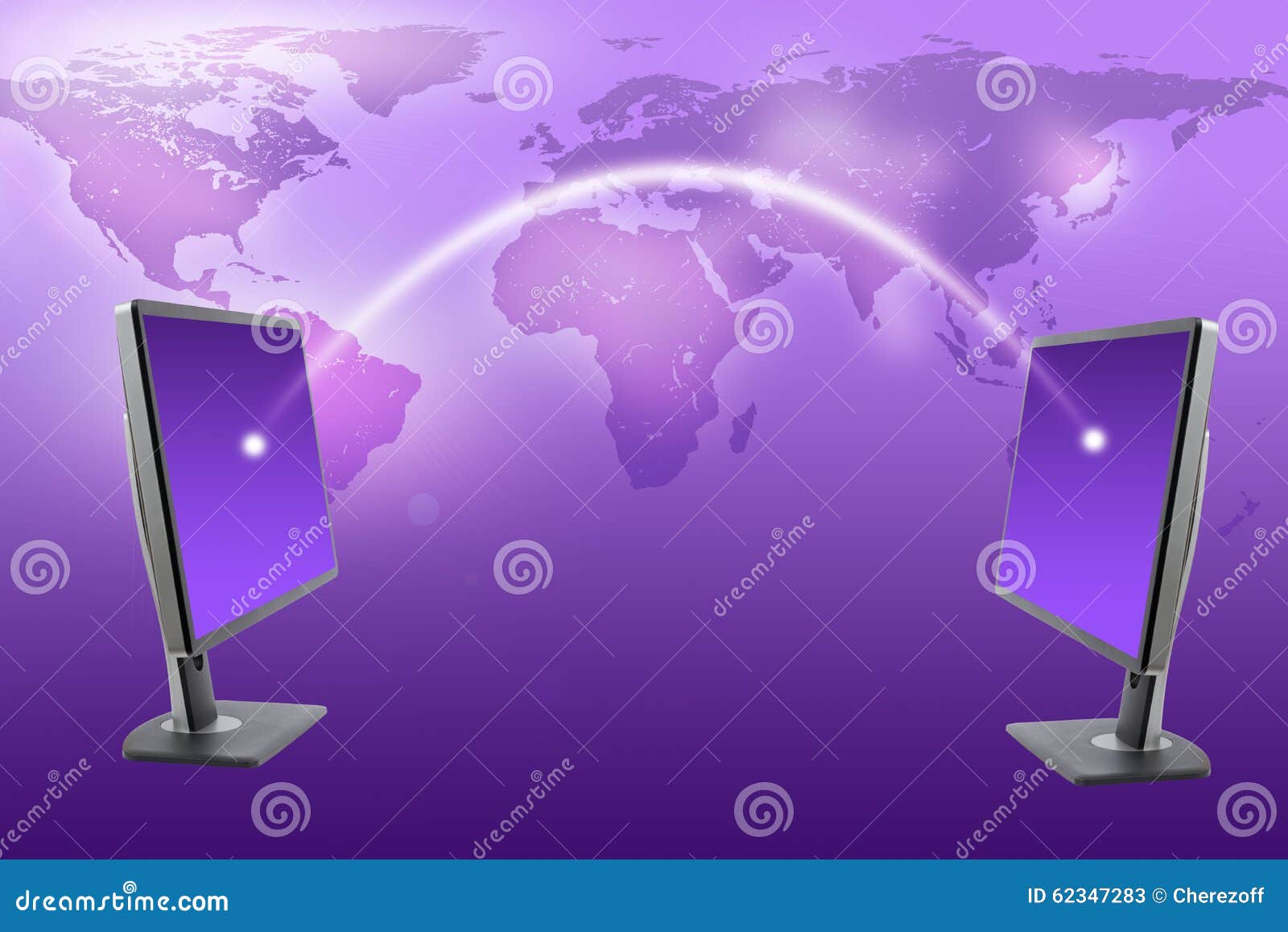 World Map Monitors Display Earth Map On Screens Vector Illustration ...