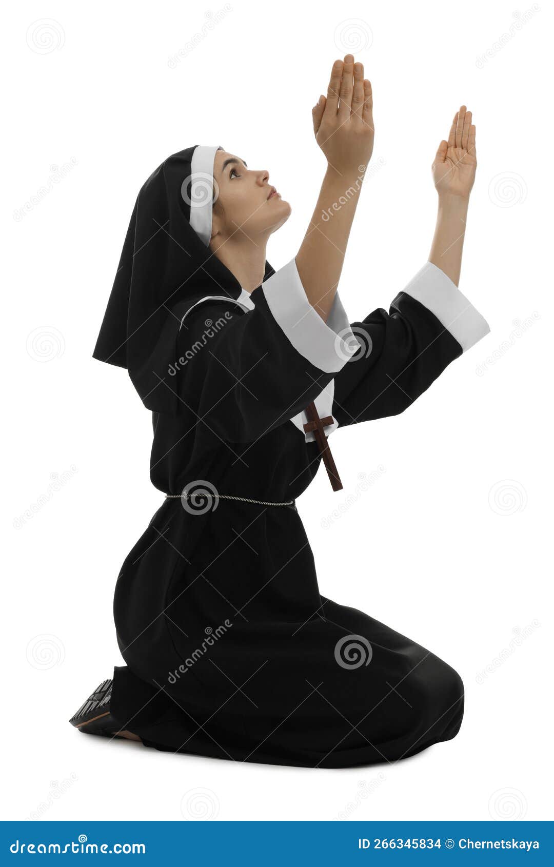 Monja Rezando a Dios Sobre Fondo Blanco Foto de archivo - Imagen de ...