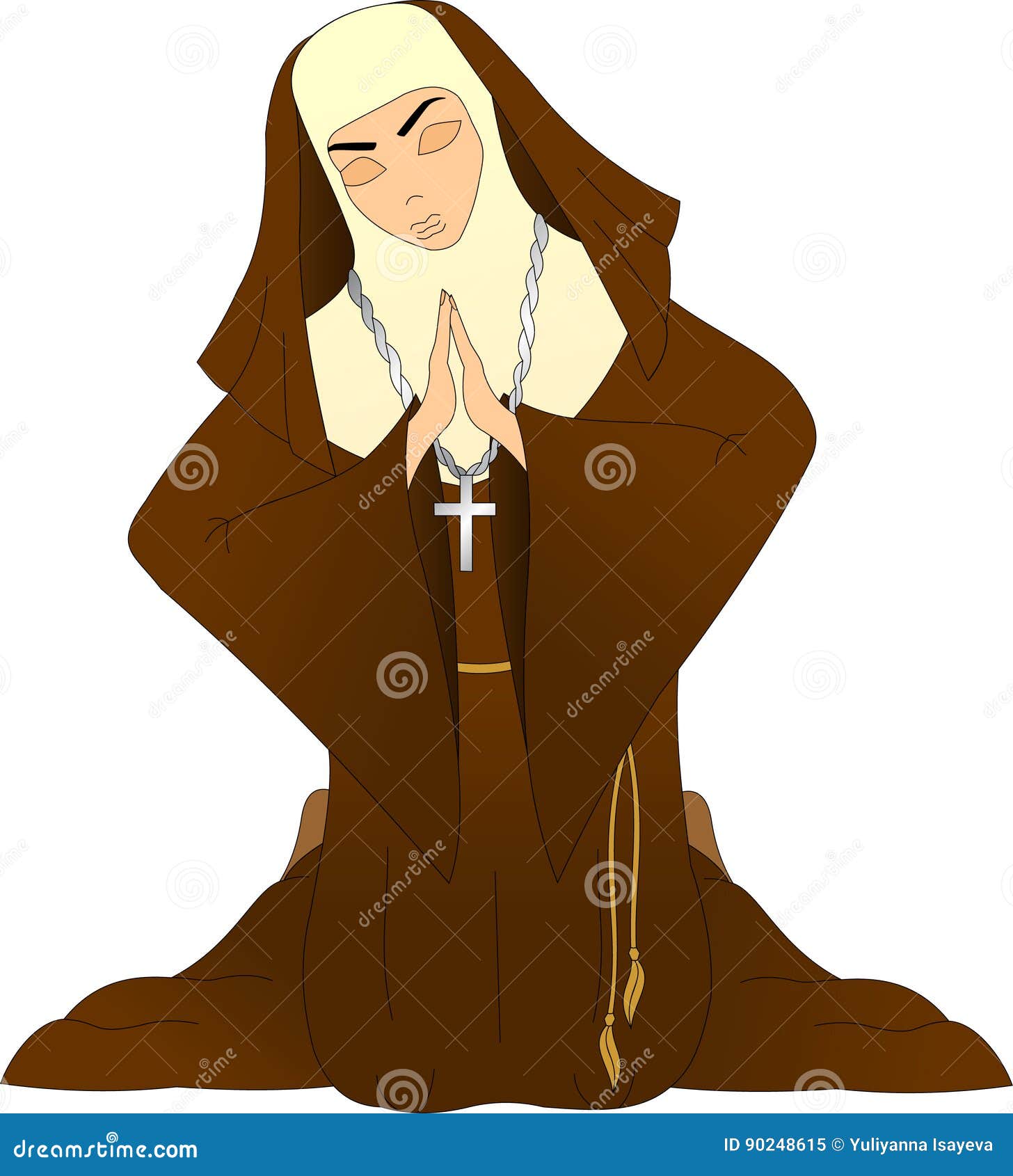 Monjas de rogación ilustración del vector. Ilustración de joven - 90248615