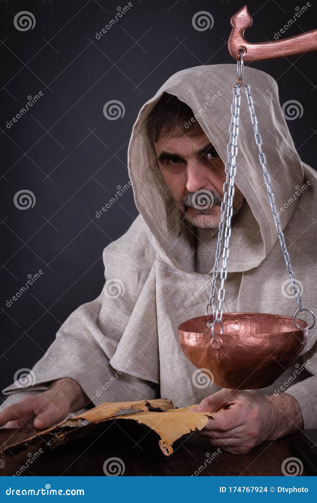 Monk Alchemist is Engaged in Science, Studying Ancient Manuscripts on ...