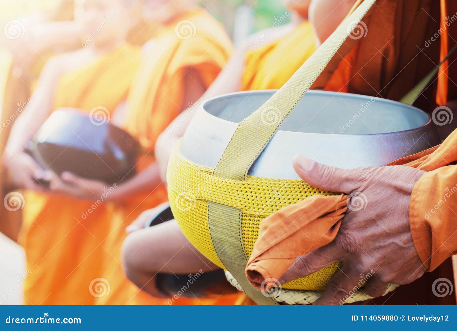 The monk alms round stock photo. Image of luang, religious - 114059880