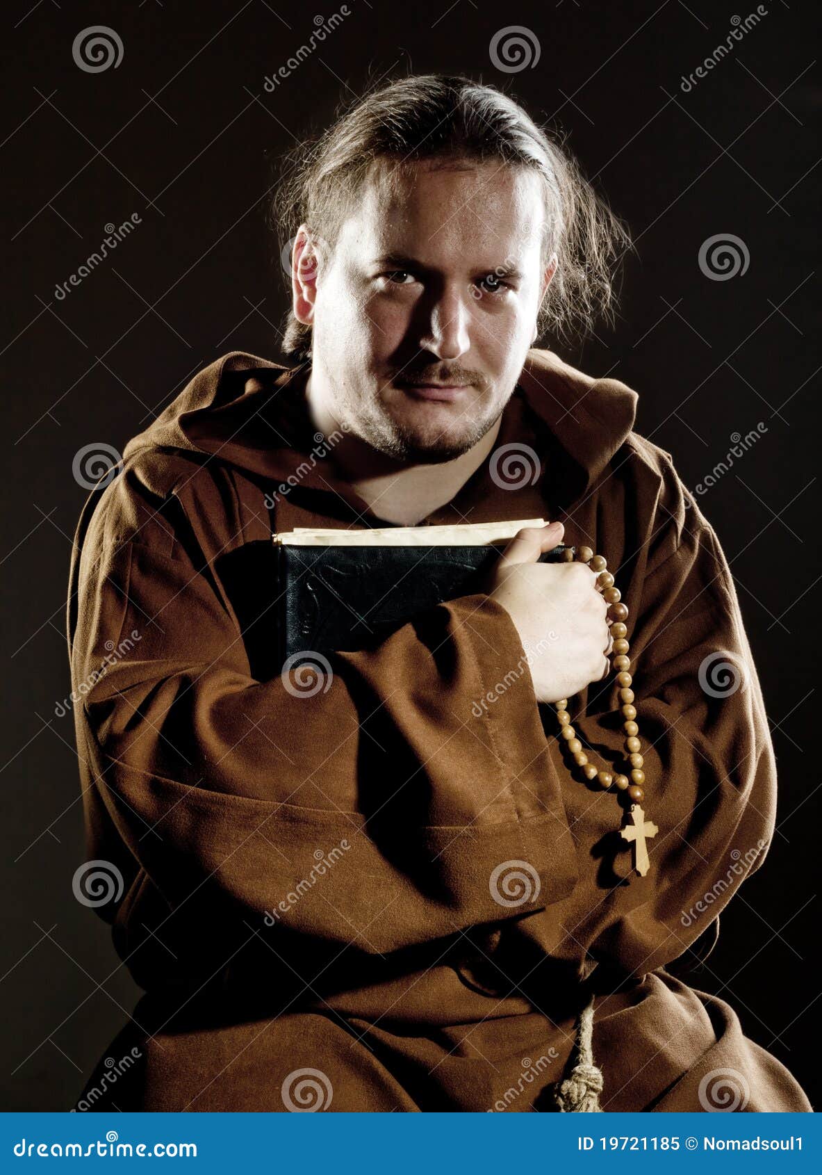 Monk with bible and rosary stock image. Image of pray - 19721185